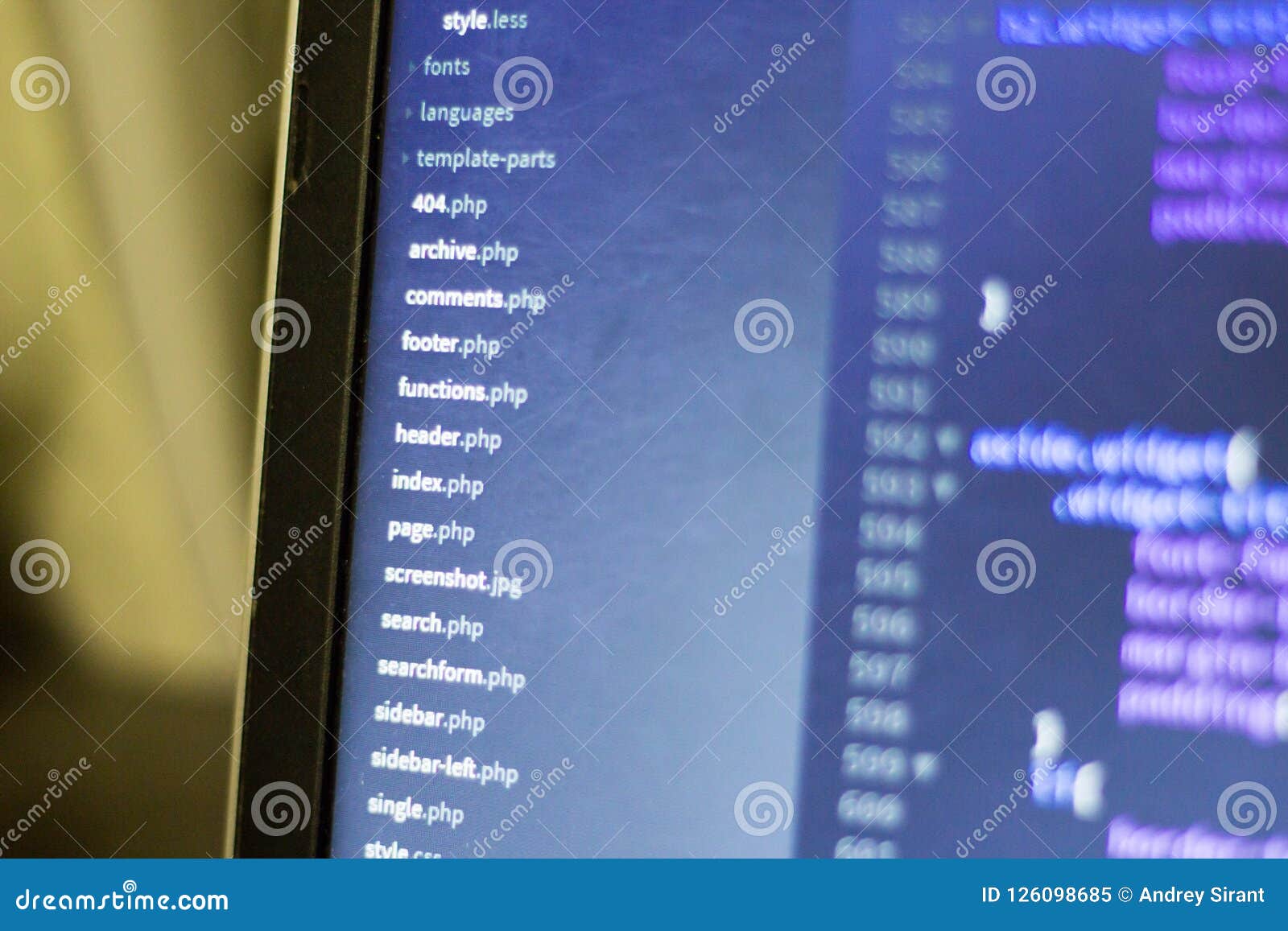 Web Development Project File System Php Scripts Dashboard Stock Image Image Of Code Html5