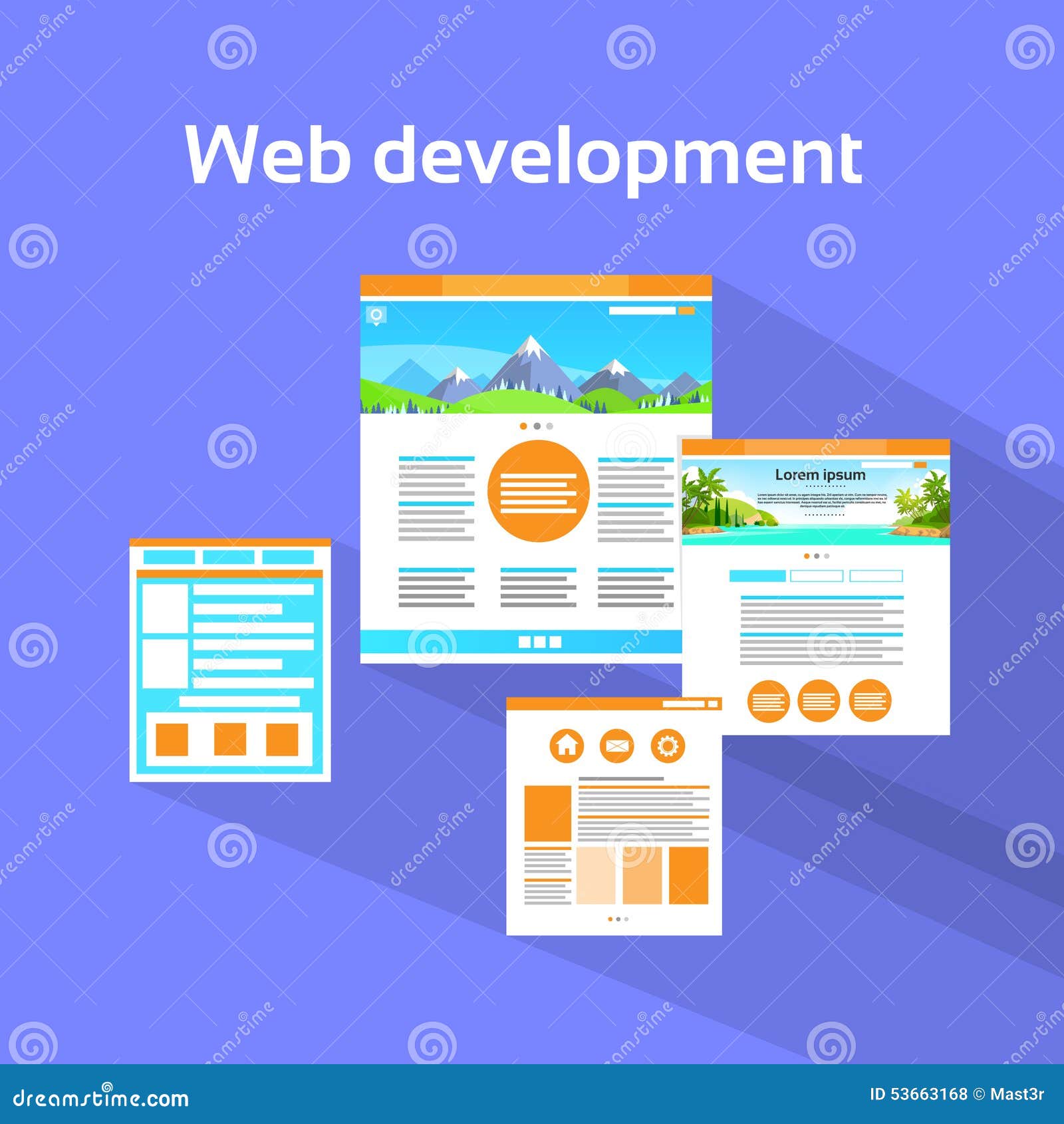 Web Development Site Page Flat Violet Vector Stock Vector ...