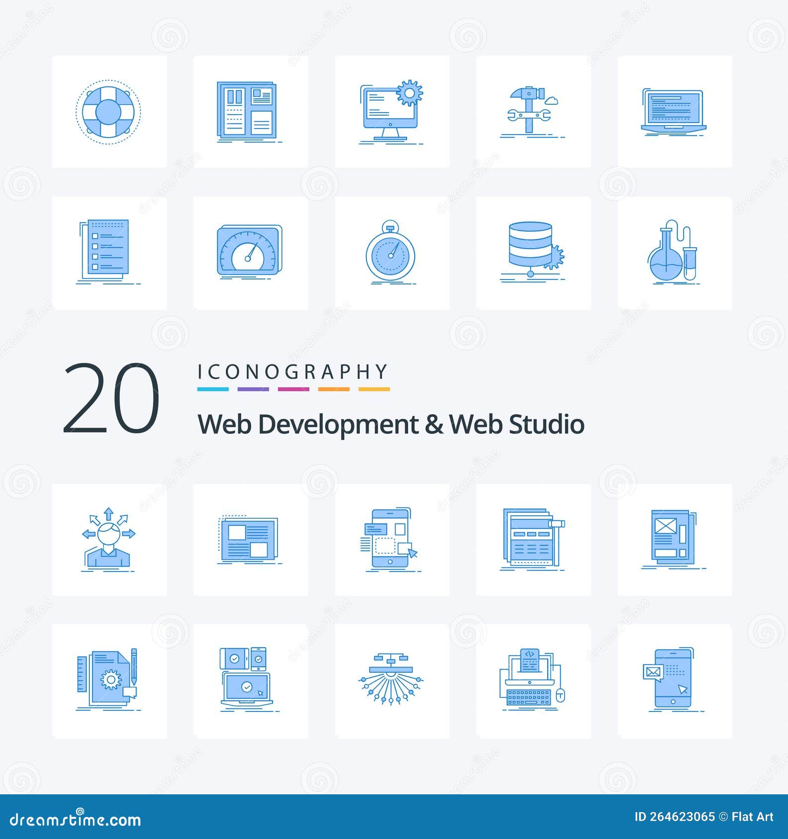 20 Web Development and Web Studio Blue Color Icon Pack Like Page Ux ...