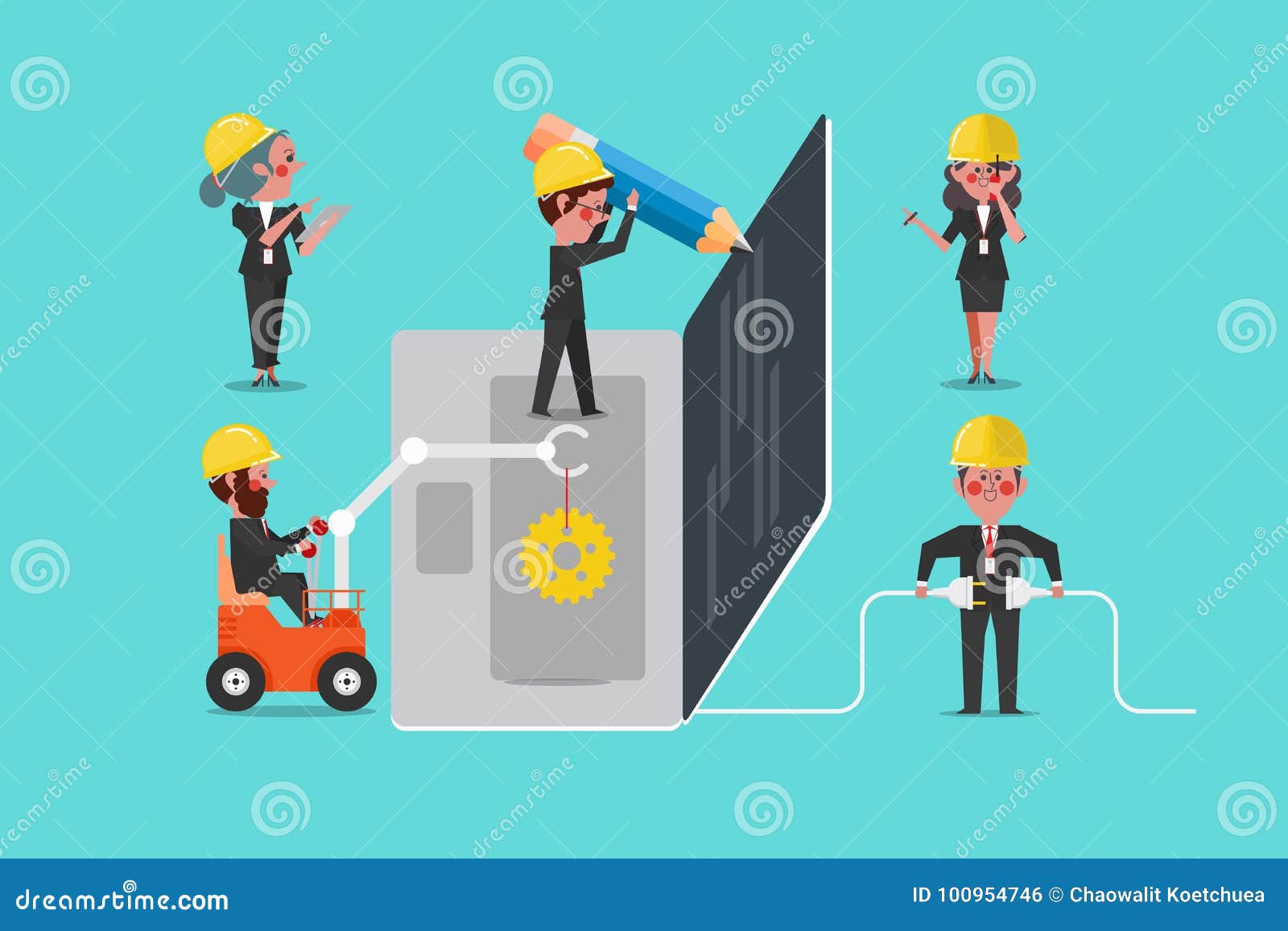 Web Development Team Building, Concept Design Cartoon Character Stock ...