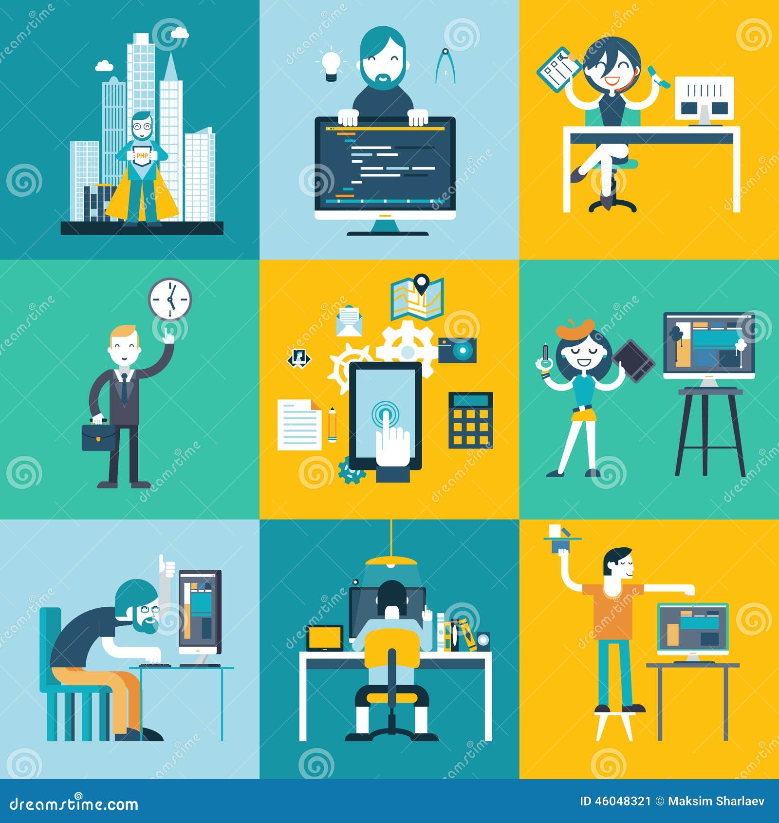 Web Development Team Characters Stock Vector - Illustration of ...