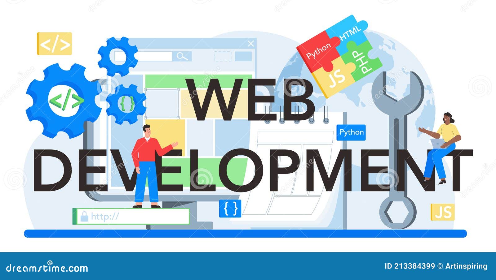 Web Development Typographic Header. Website Optimization and Web Page Stock Vector ...
