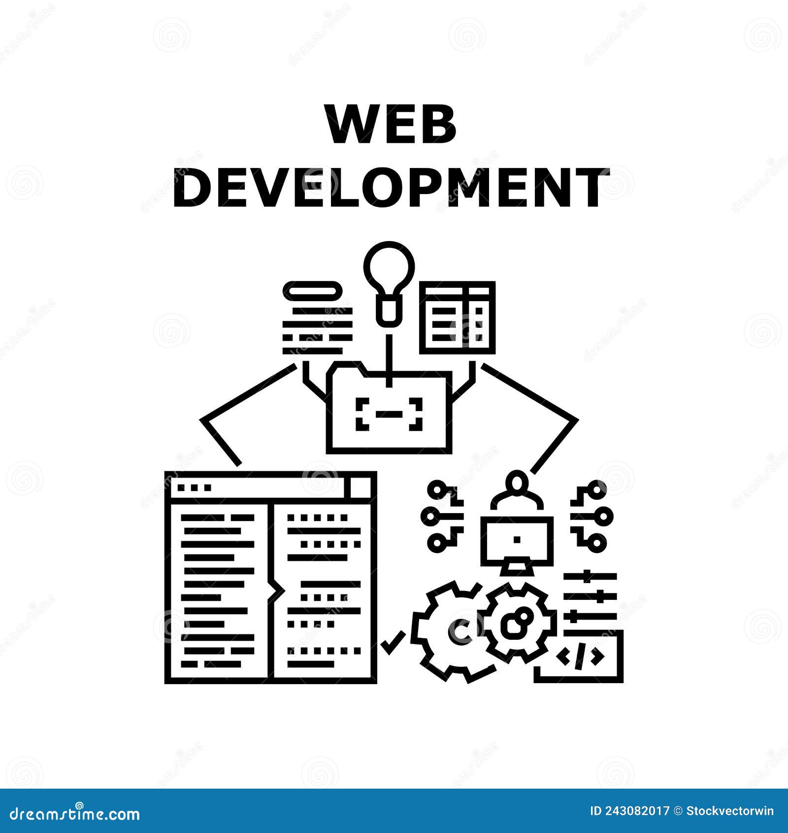 Web Development Vector Concept Black Illustration Stock Vector ...