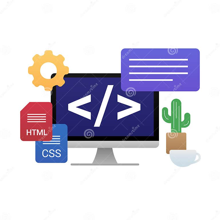 Web Development Vector Illustration. Coding, Programming, Website Construction. Stock Vector ...