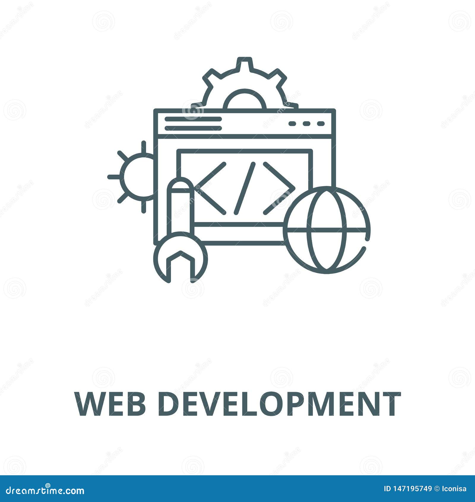 Web Development Vector Line Icon, Linear Concept, Outline Sign, Symbol ...