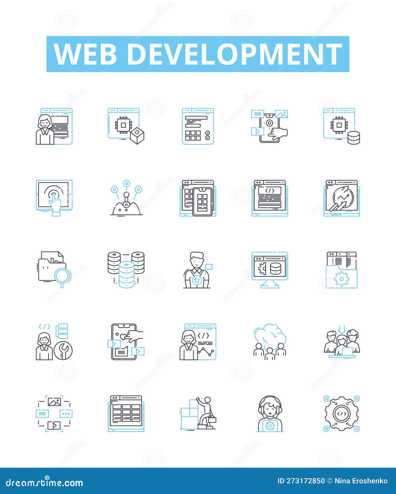Web Development Vector Line Icons Set Web Development Html Css Javascript Ajax Php