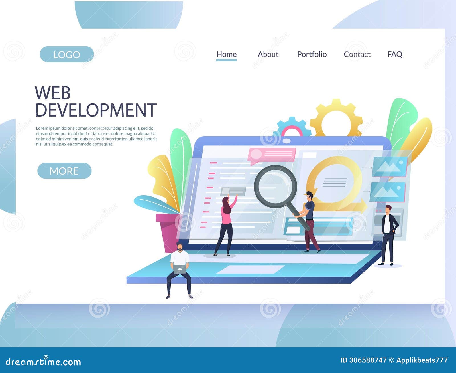 Web Development Vector Website Landing Page Design Template Stock Vector - Illustration of ...