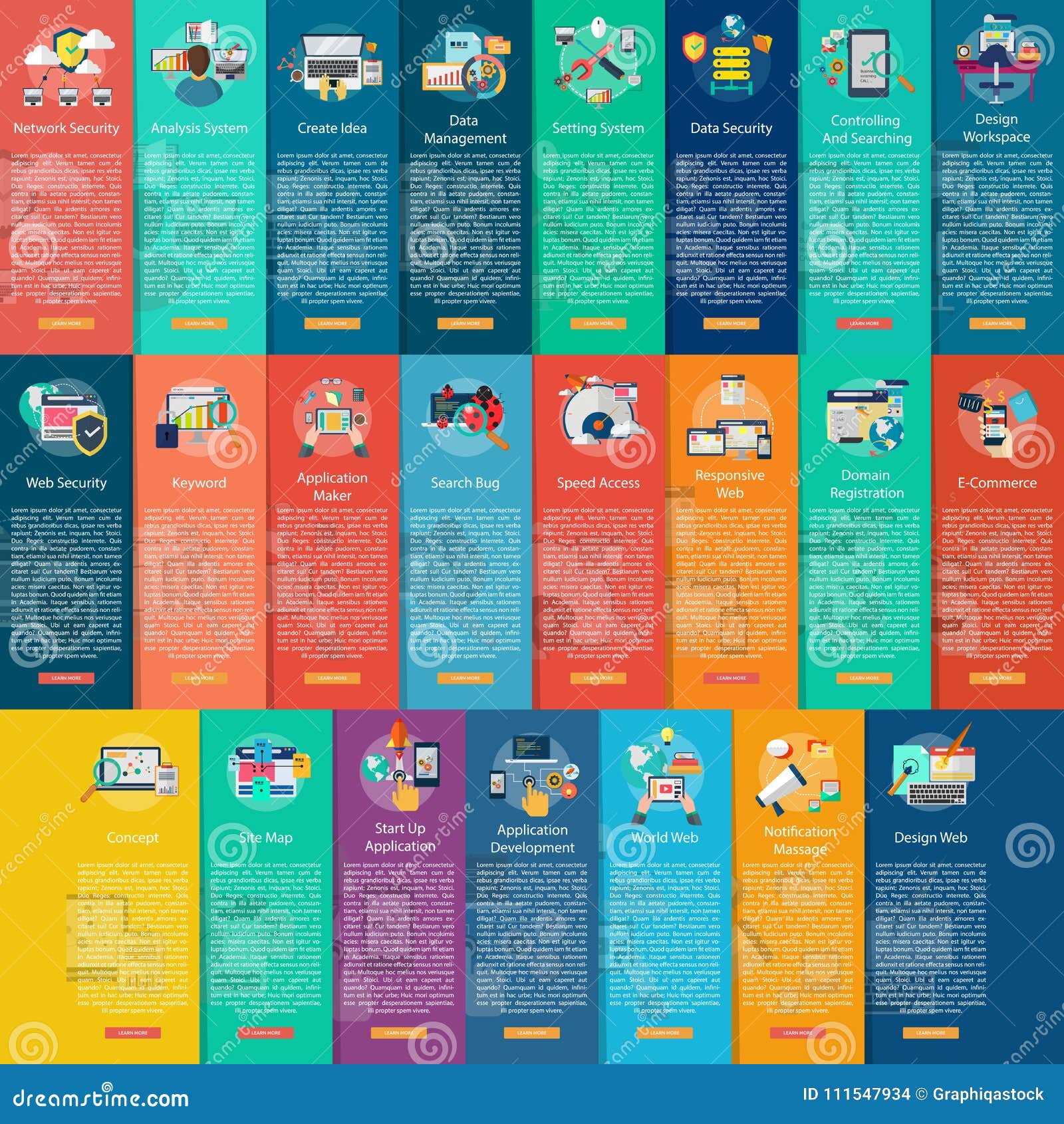 Web and Development Vertical Banner Concept Stock Vector - Illustration ...