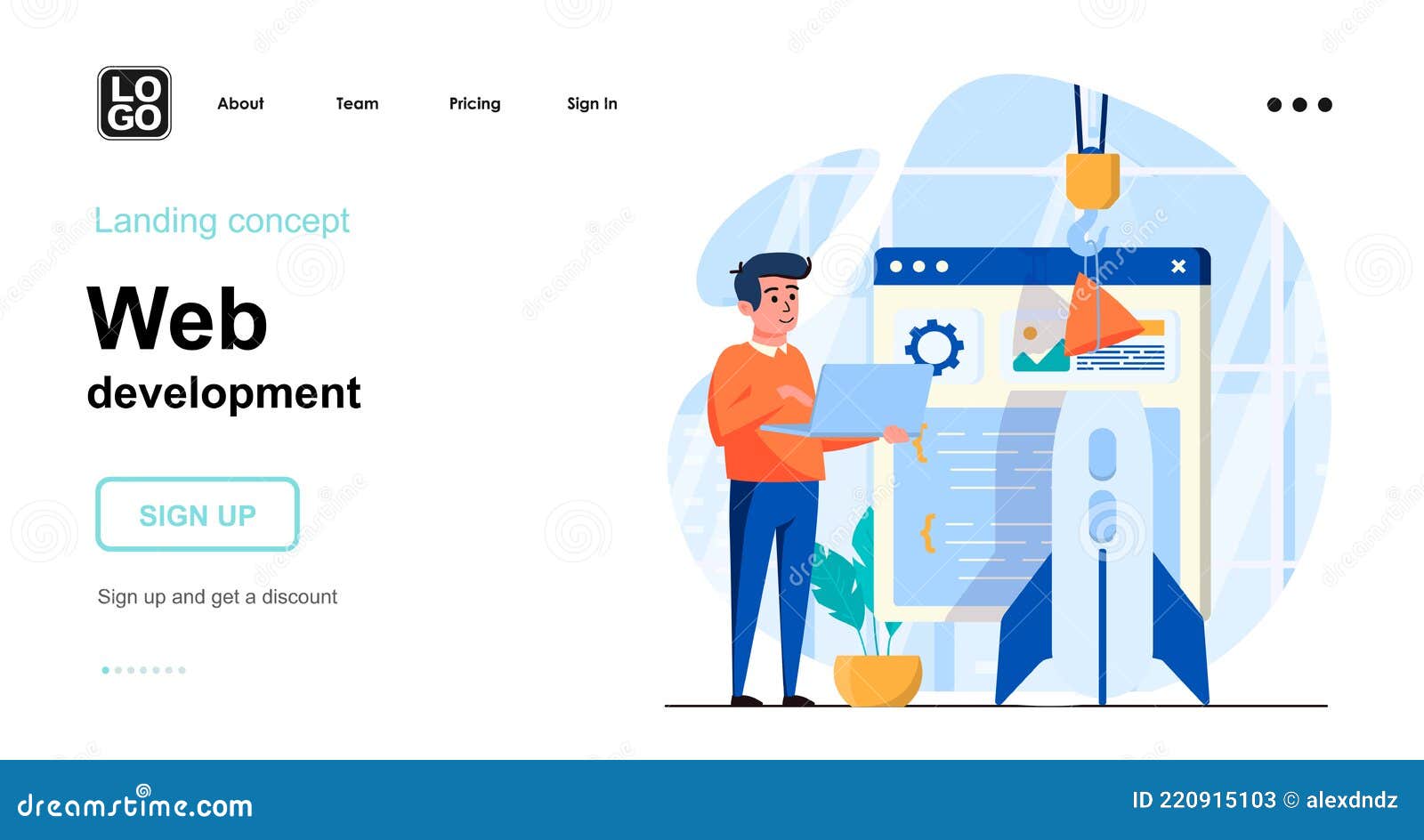 Web Development Web Concept. Developer Creates Page Layout Stock Vector ...