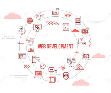 Web Development Website Concept with Icon Set Template Banner and ...