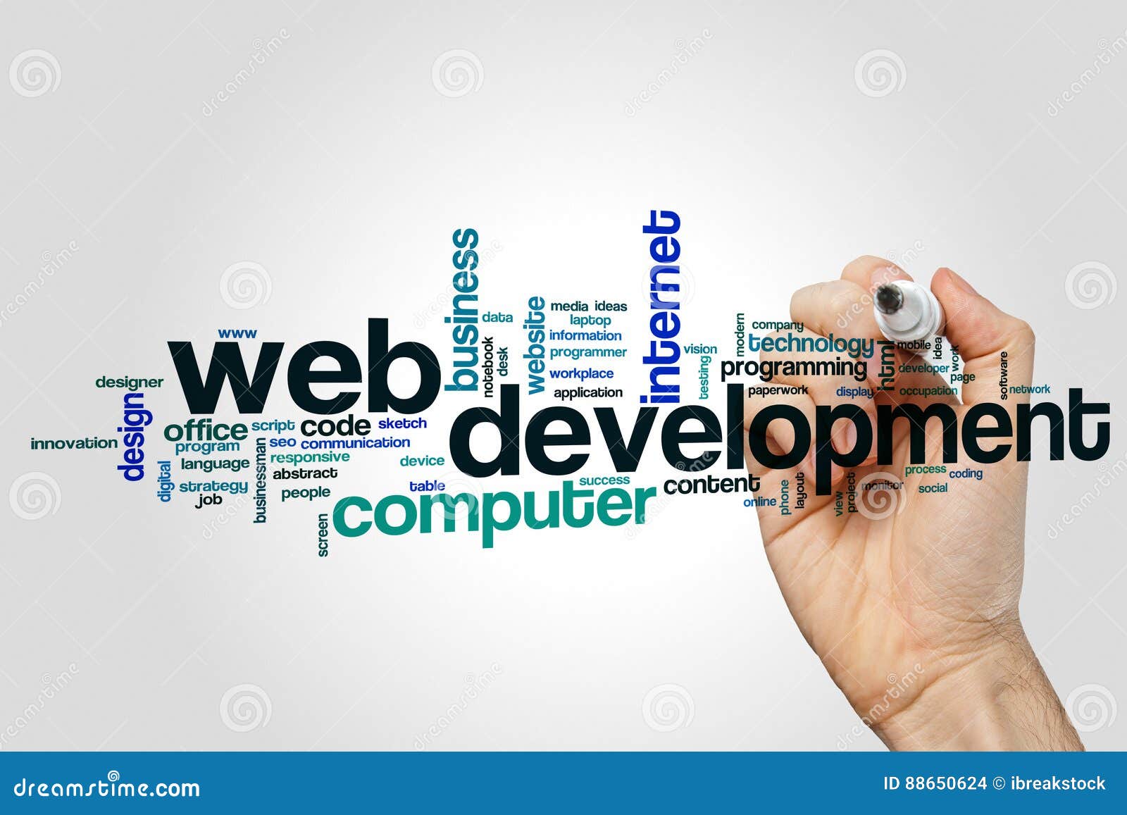 Web development word cloud stock photo. Image of application - 88650624