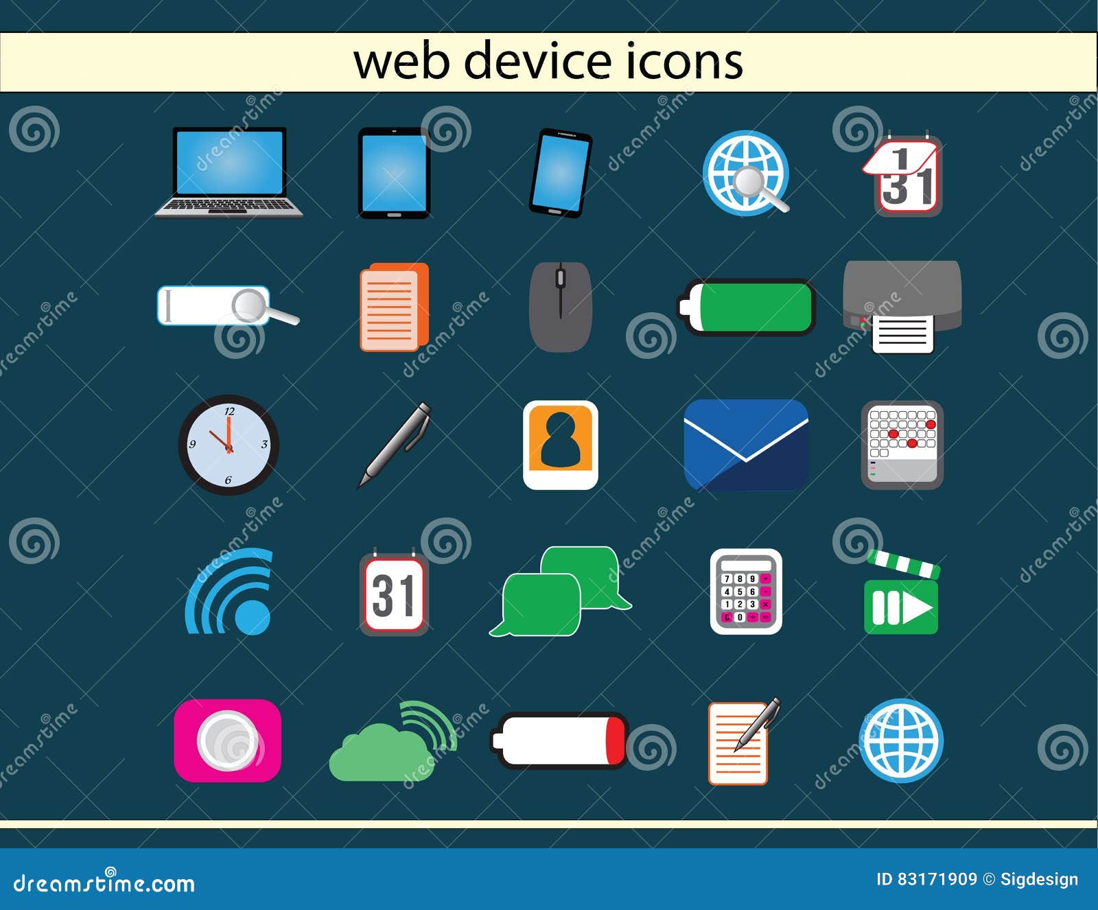 Web device icons stock vector. Illustration of chat, phone - 83171909
