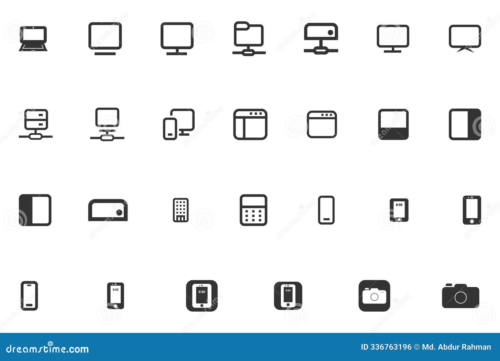 Web Device and Technology Line Icon Set. Pc, Laptop, Computer ...