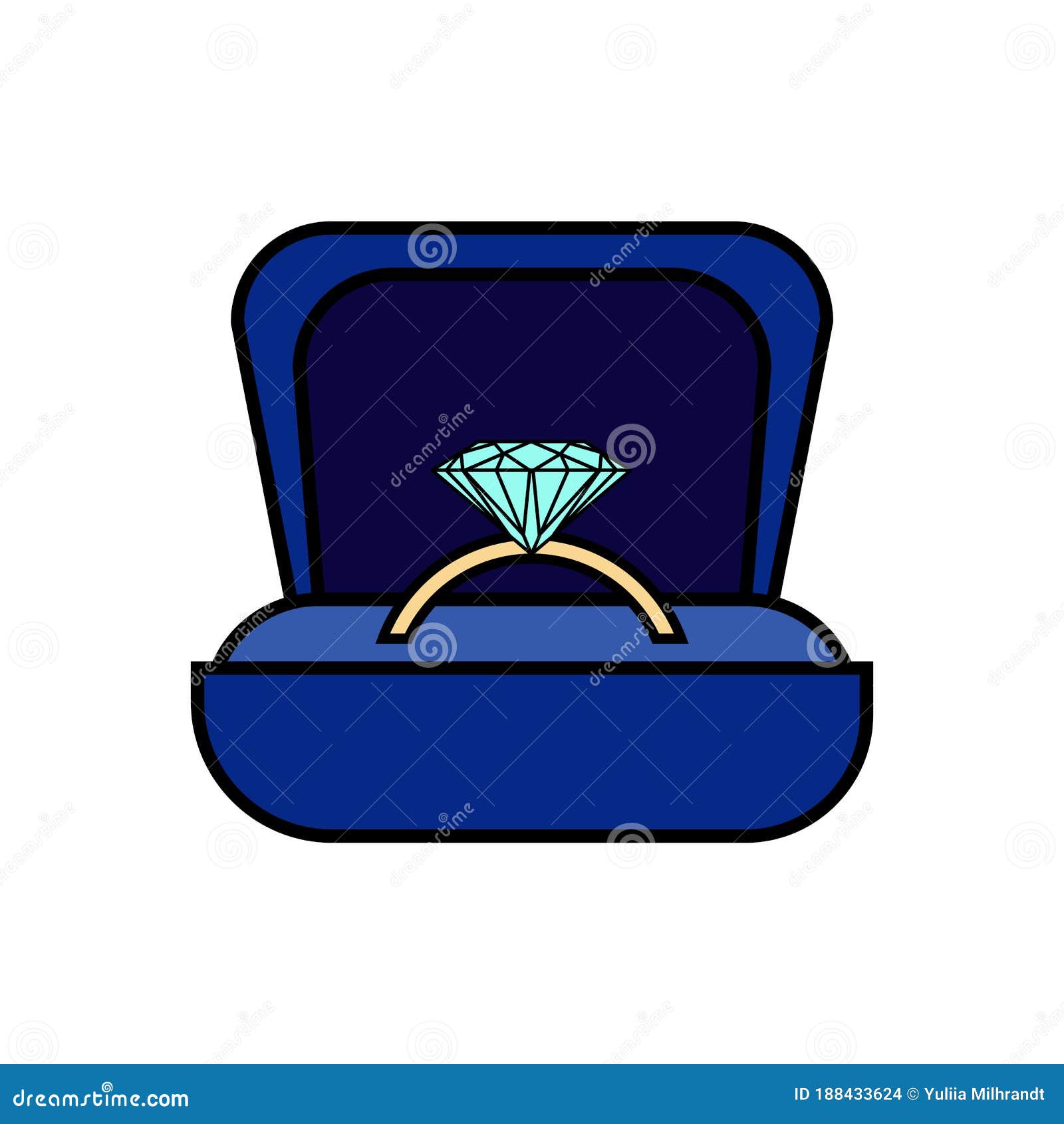 Diamond Ring in the Box Icon. Color Isolated Vector Stock Illustration ...