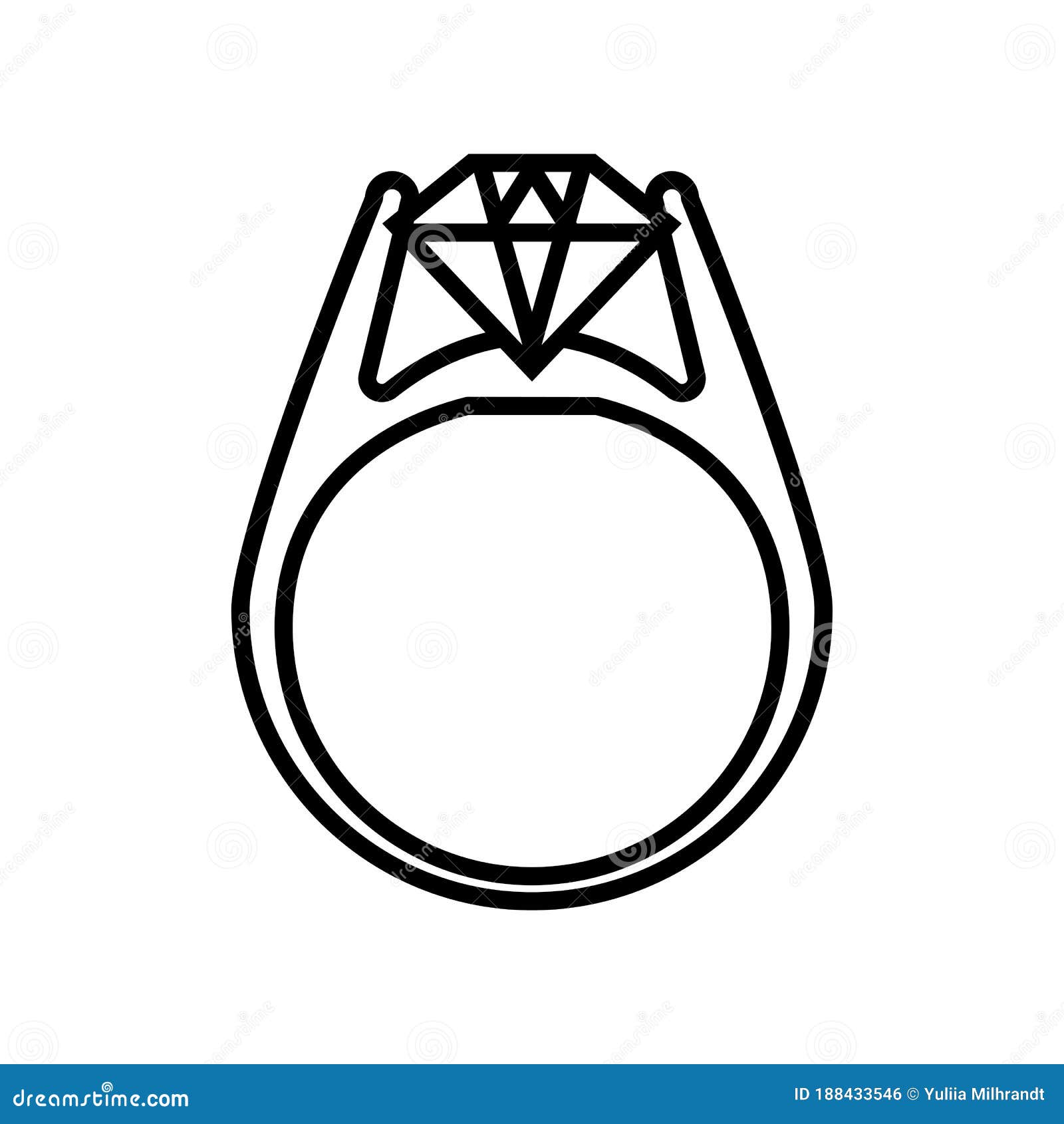 Diamond Ring Icon. Black and White Isolated Vector Stock Illustration ...