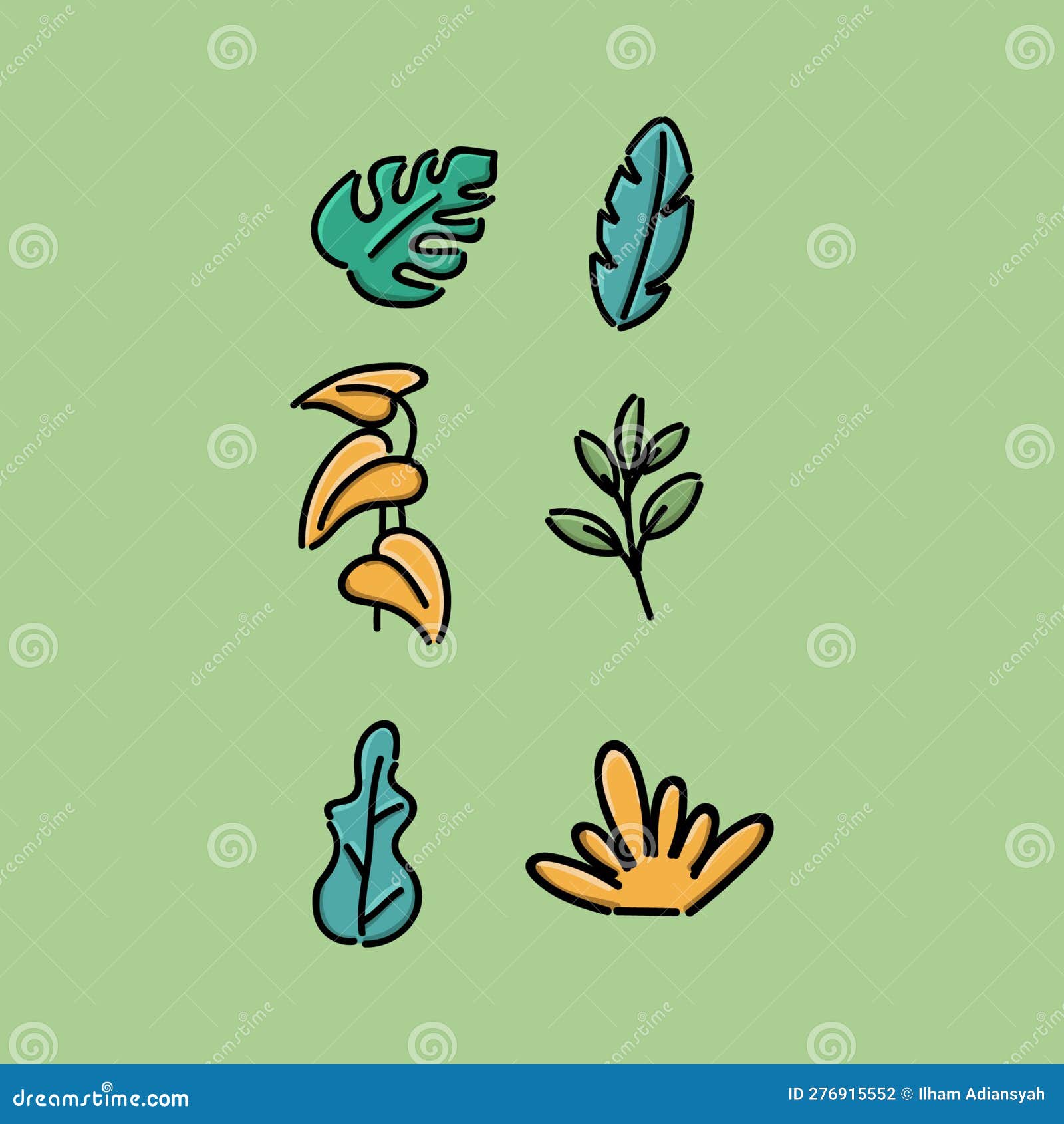 Variety Of Potted Plants 2D Isolated Cartoon Illustrations On Green ...