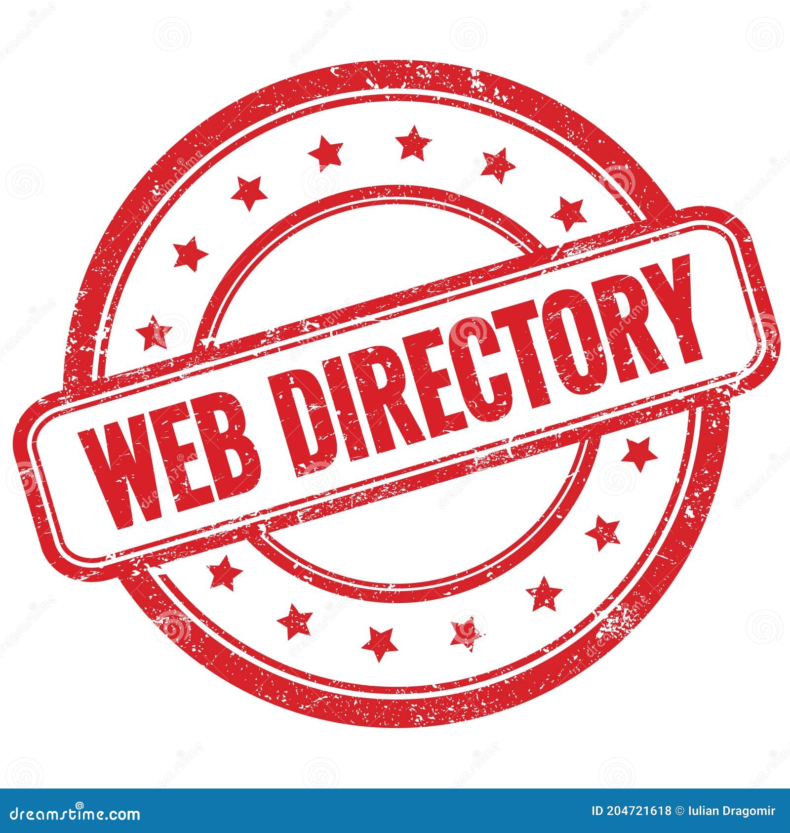 WEB DIRECTORY Text on Red Grungy Round Rubber Stamp Stock Illustration ...