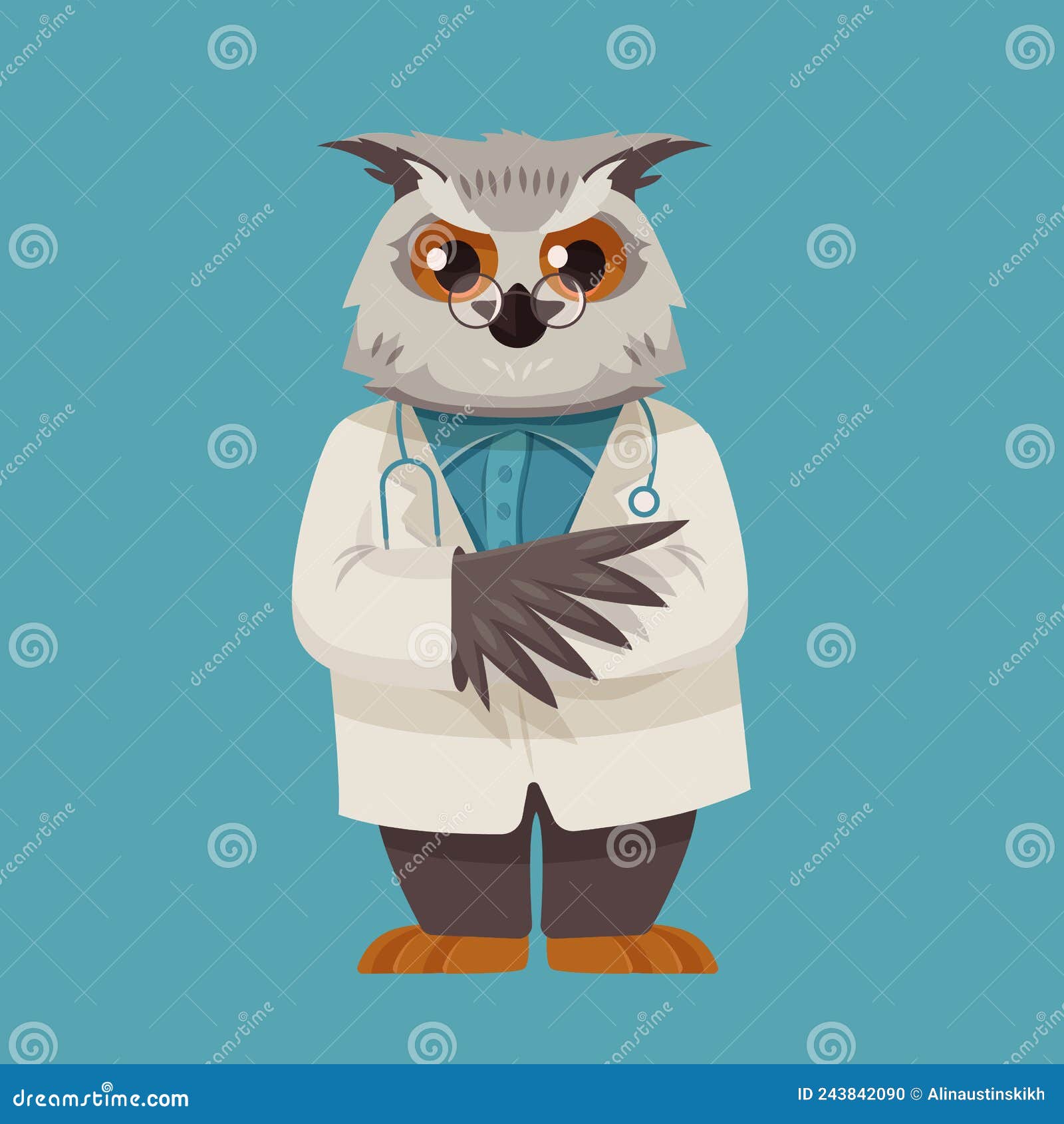 Doctor Owl Cute Cartoon Vector Animal Stock Vector - Illustration of ...
