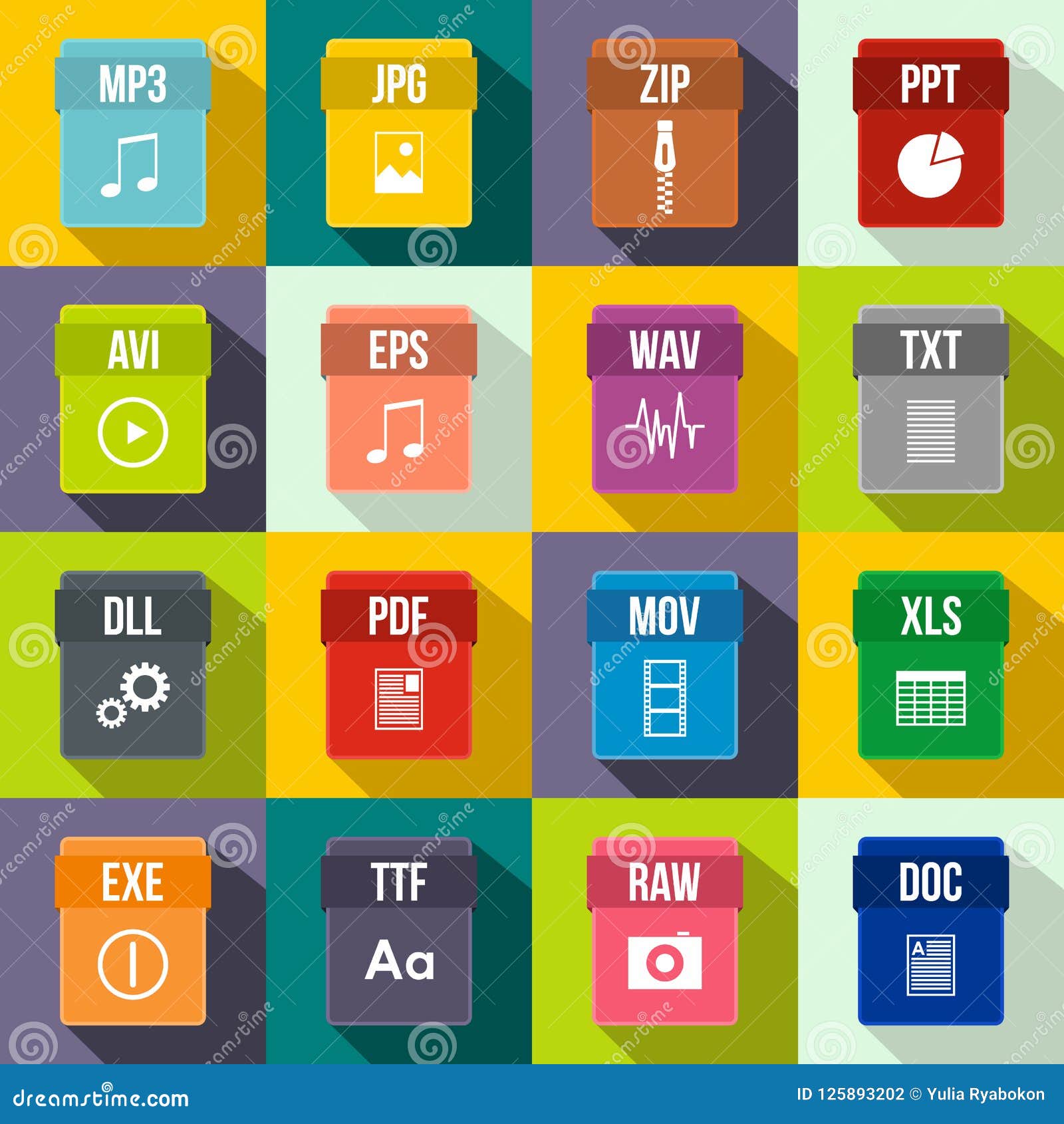 Web Document Icons Set, Flat Style Stock Illustration - Illustration of ...