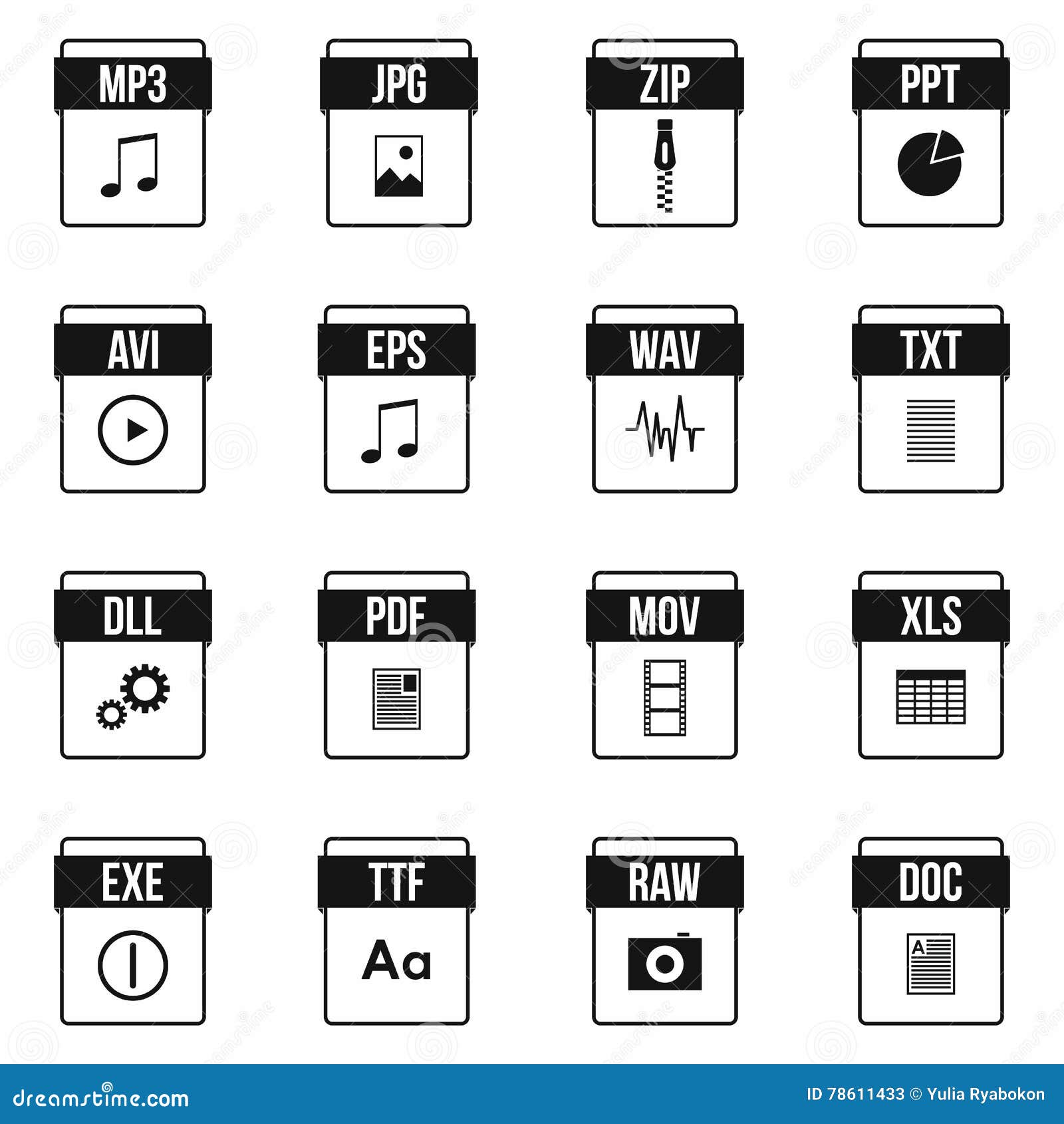 Web Document Icons Set, Simple Style Stock Vector - Illustration of ...