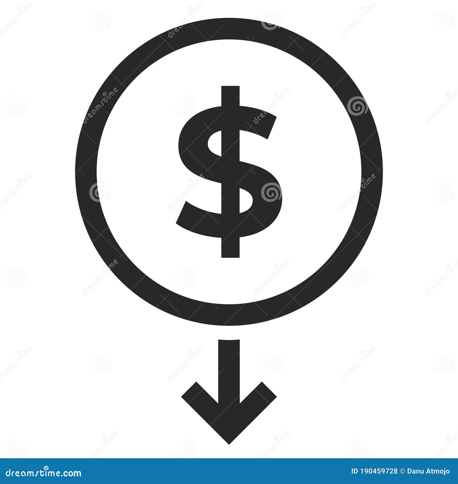 Dollar Coin Money Fall Drop Down Rate Decrease Price Payment Value Finance Business Illustration ...