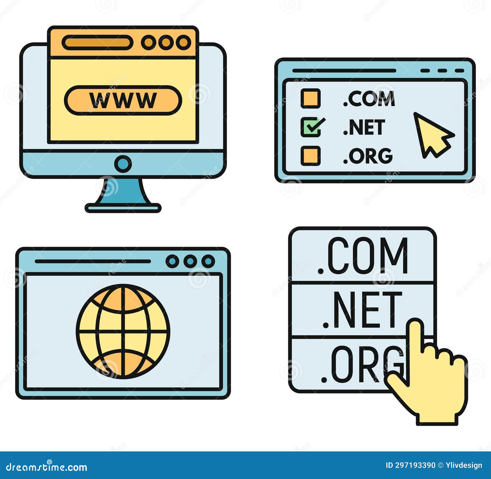 Web Domain Icons Set Vector Color Stock Illustration - Illustration of ...