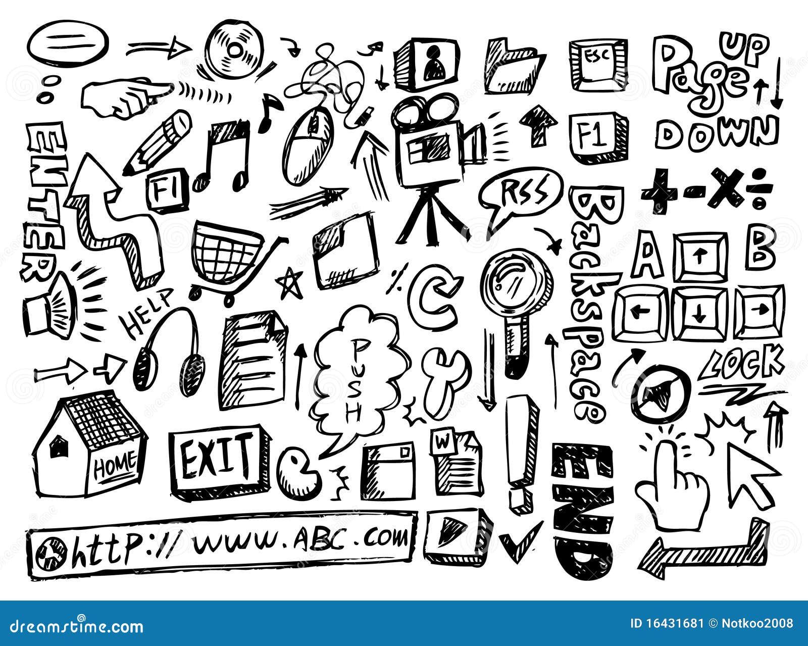 Web doodle stock vector. Illustration of icon, internet - 16431681