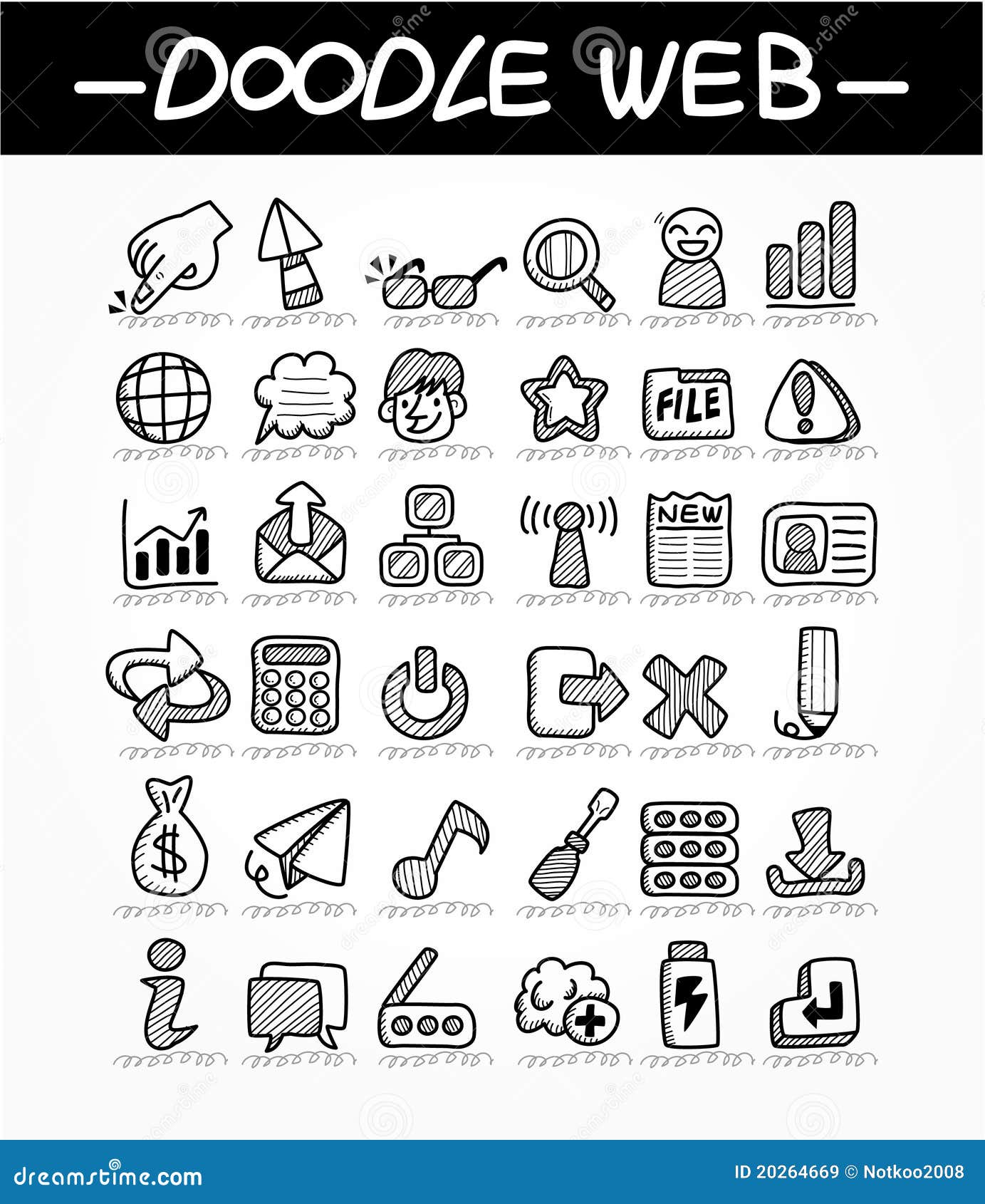 Web doodle icon set stock vector. Illustration of isolated - 20264669