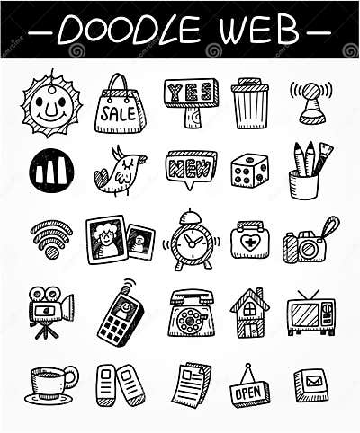Web doodle icon set stock vector. Illustration of design - 20333702