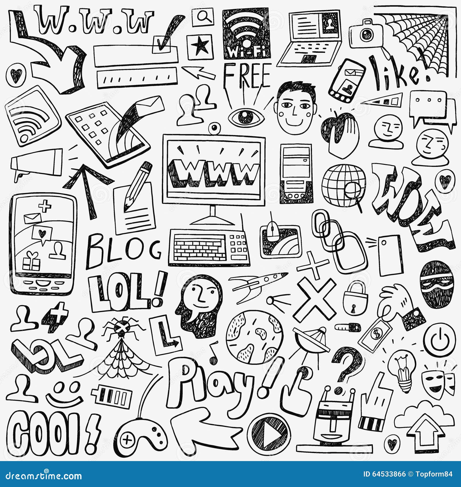 Web doodles set stock vector. Illustration of notebook - 64533866