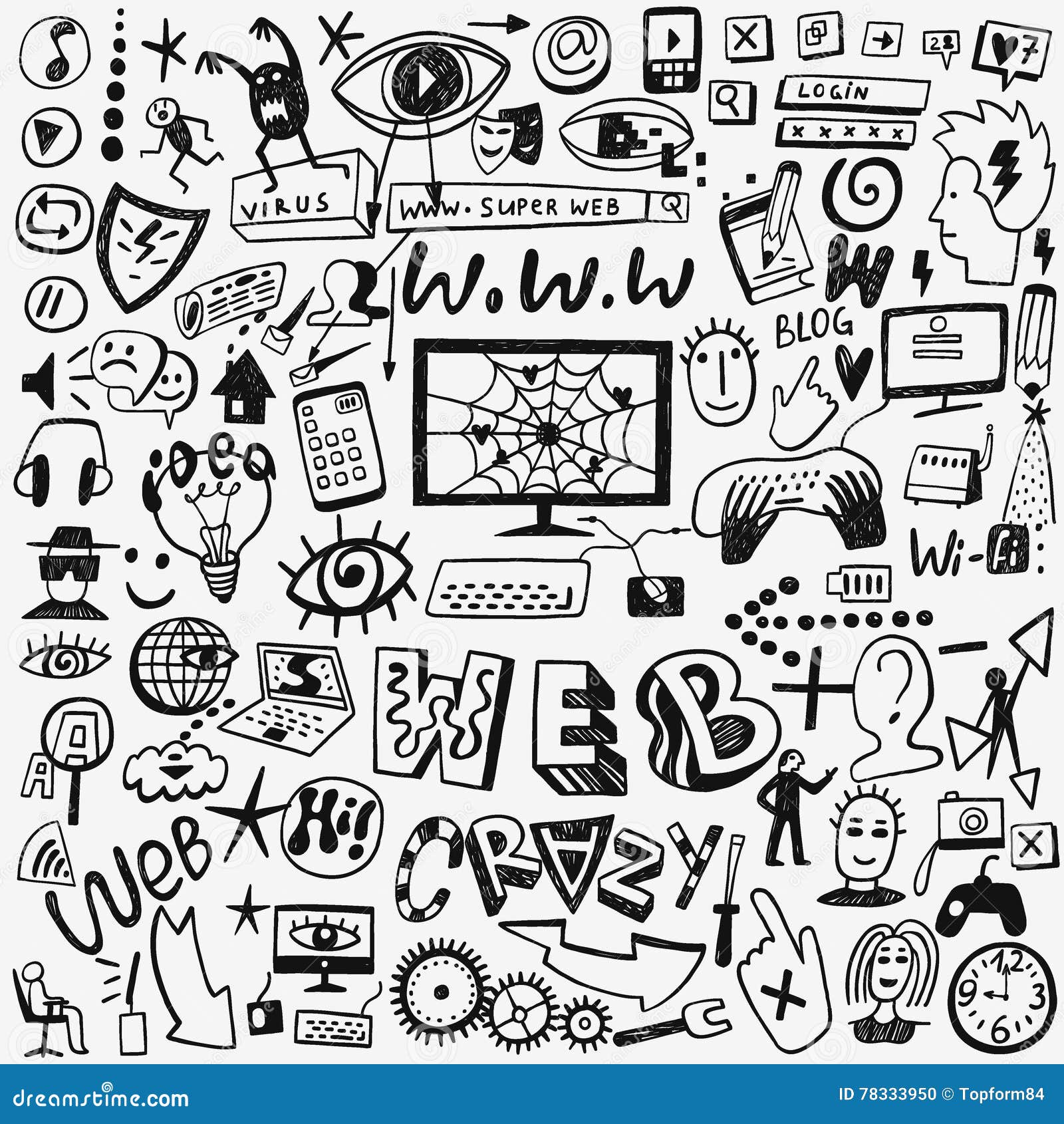 Web doodles set stock vector. Illustration of search - 78333950