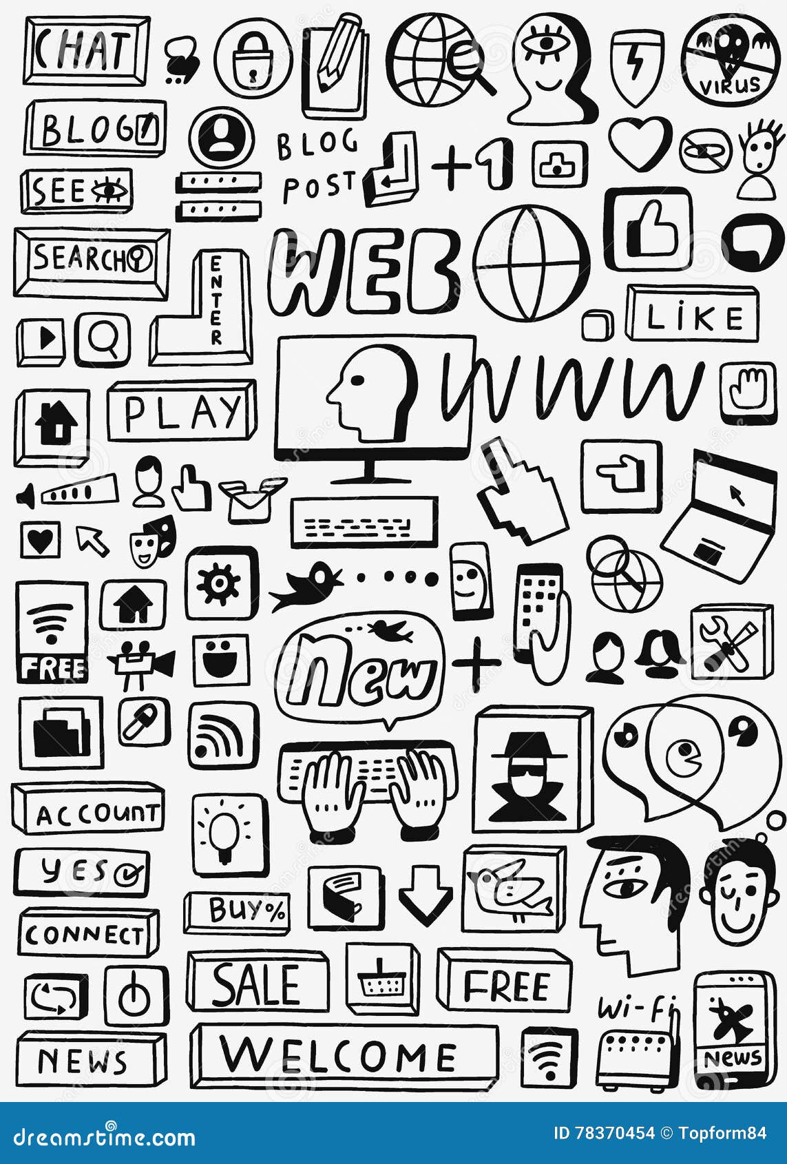 Web doodles set stock vector. Illustration of sign, sketch - 78370454