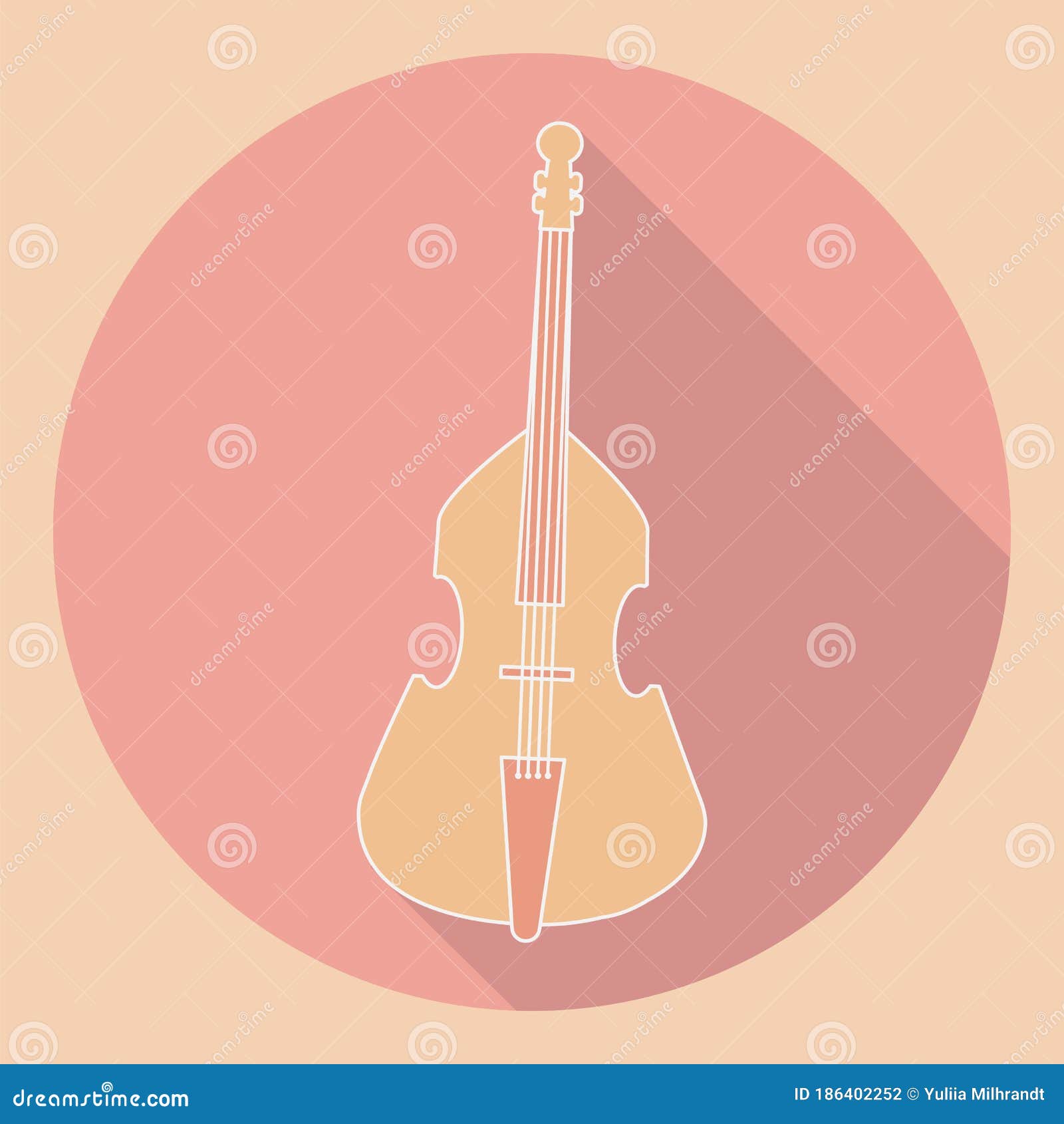 Double Bass Icon. Flat with Shadows Stock Illustration - Illustration ...