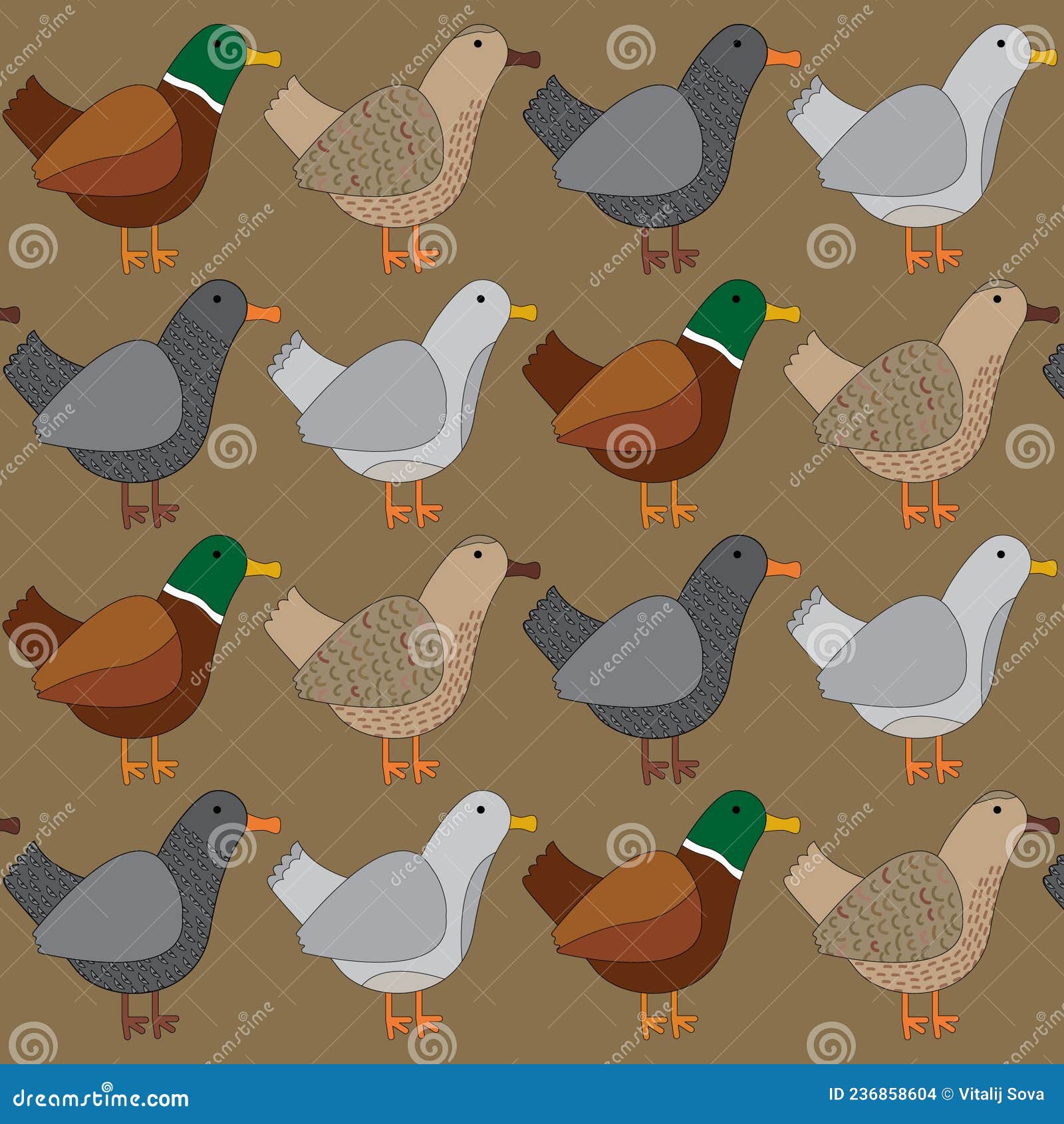 Ducks Pattern On Blue Background Cartoon Vector | CartoonDealer.com ...