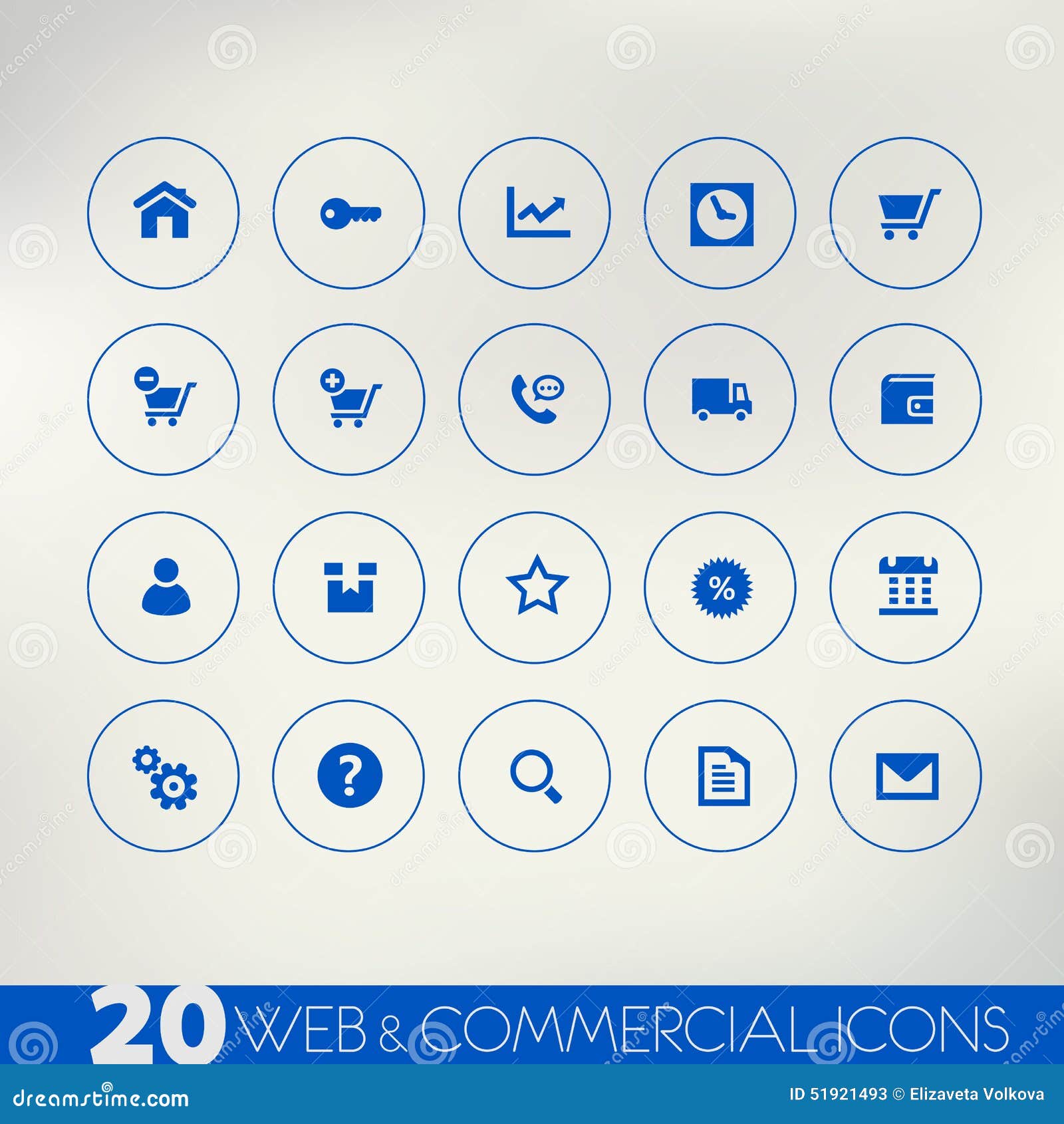 Web E ícones Azuis Comerciais No Fundo Claro Ilustração do Vetor ...