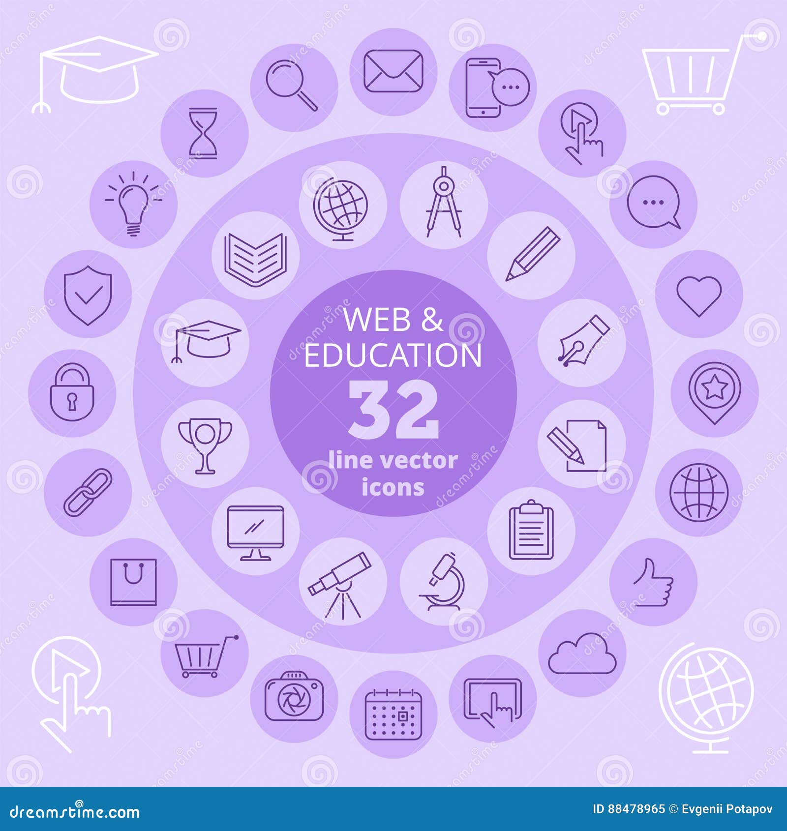 Web & Education icons stock vector. Illustration of line - 88478965