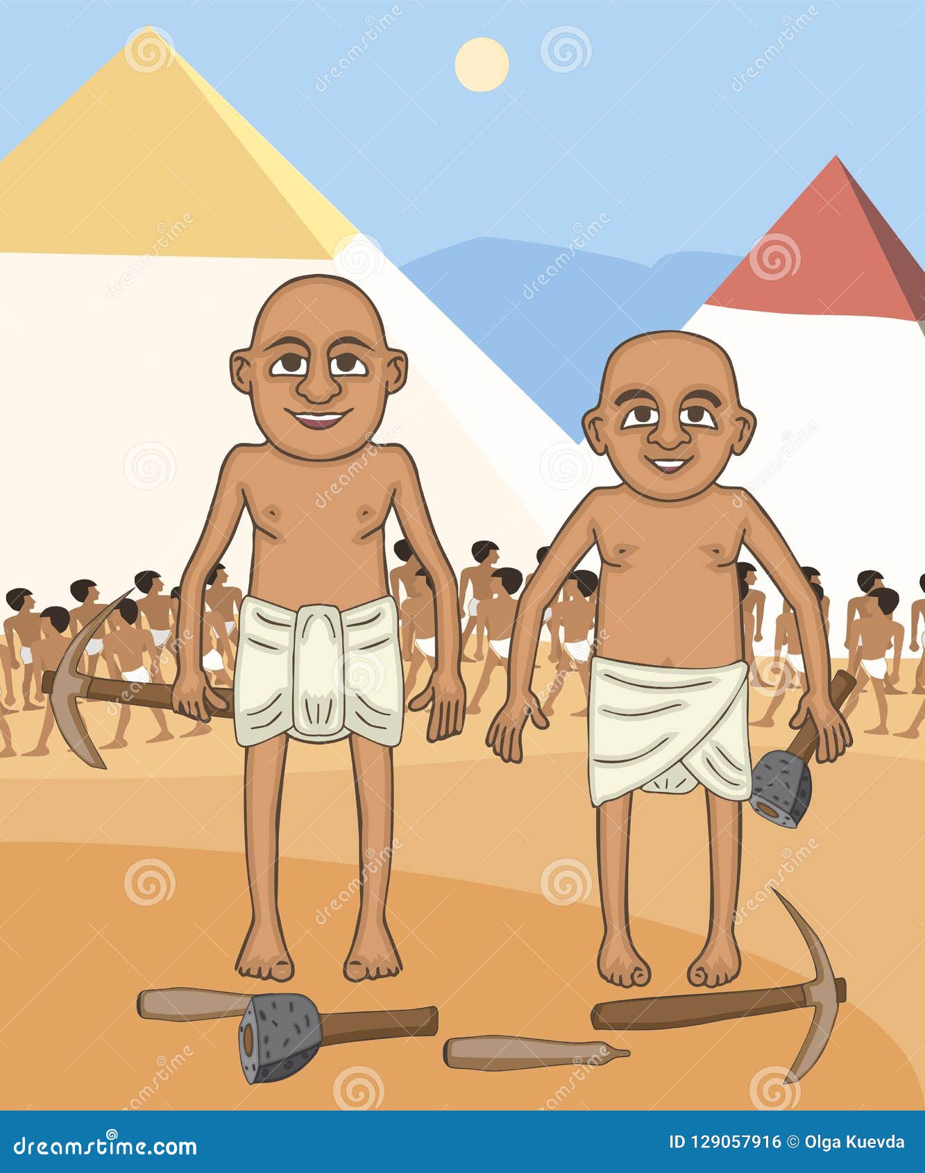 Egyptian Builders at Pyramids Background Cartoon Stock Vector ...