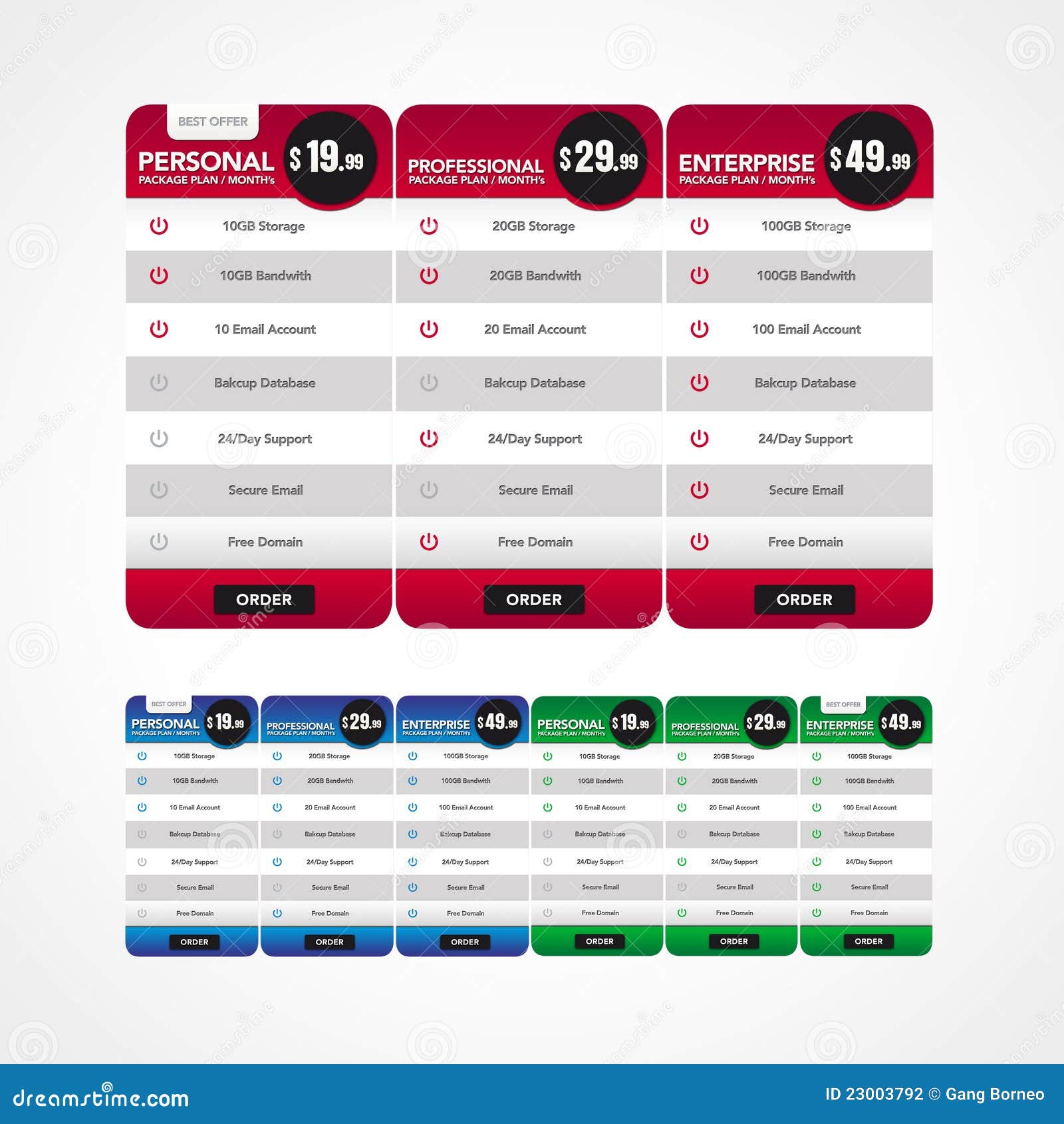 Web Element - Pricing Table Stock Illustration - Illustration of table, internet: 23003792