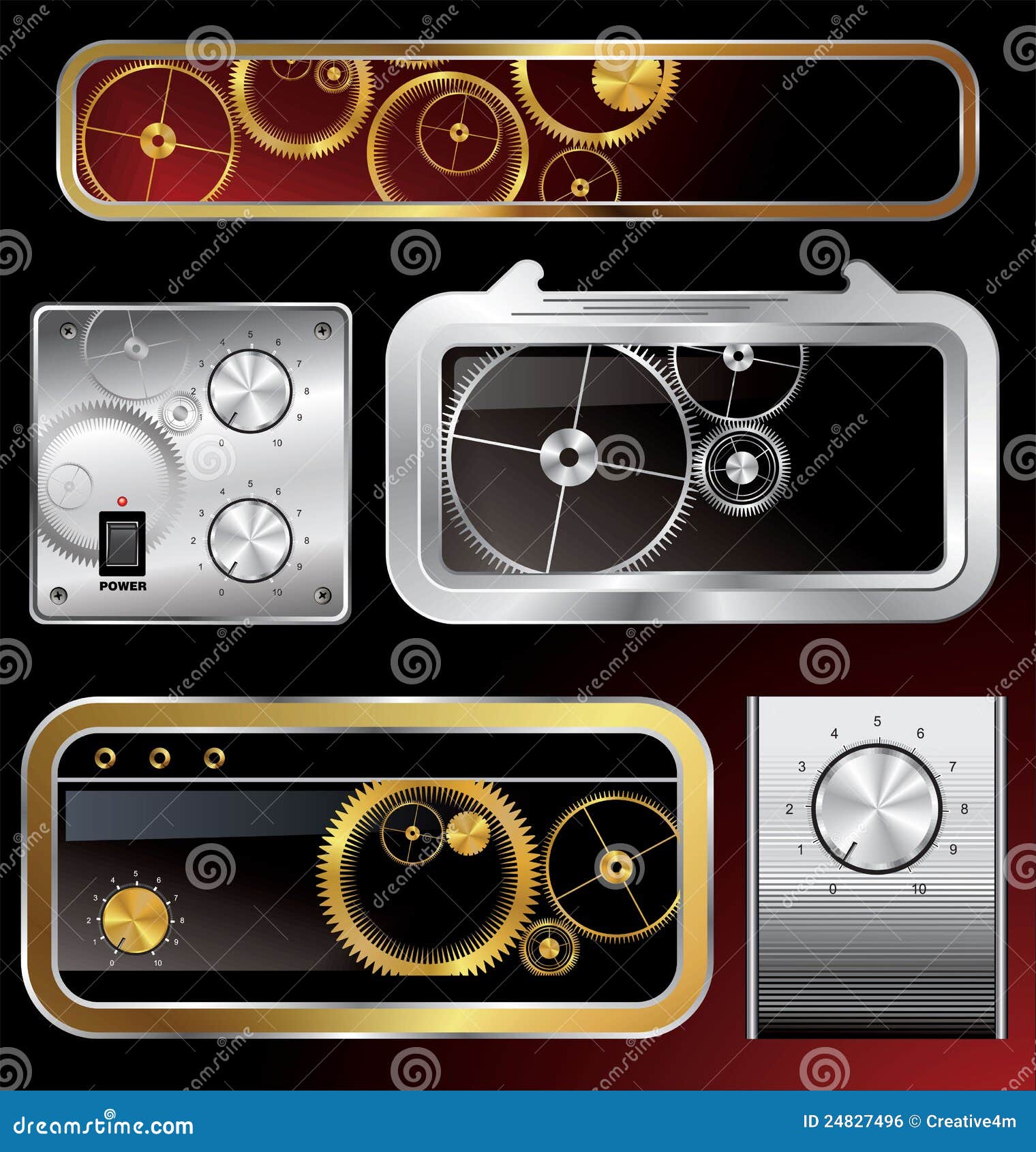 Web Elements Collection with Gears Stock Illustration - Illustration of ...