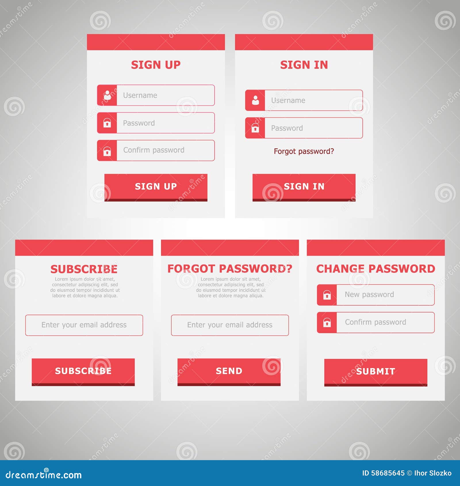 Login And Register Form Page. Login, Registration And Forgot Password ...