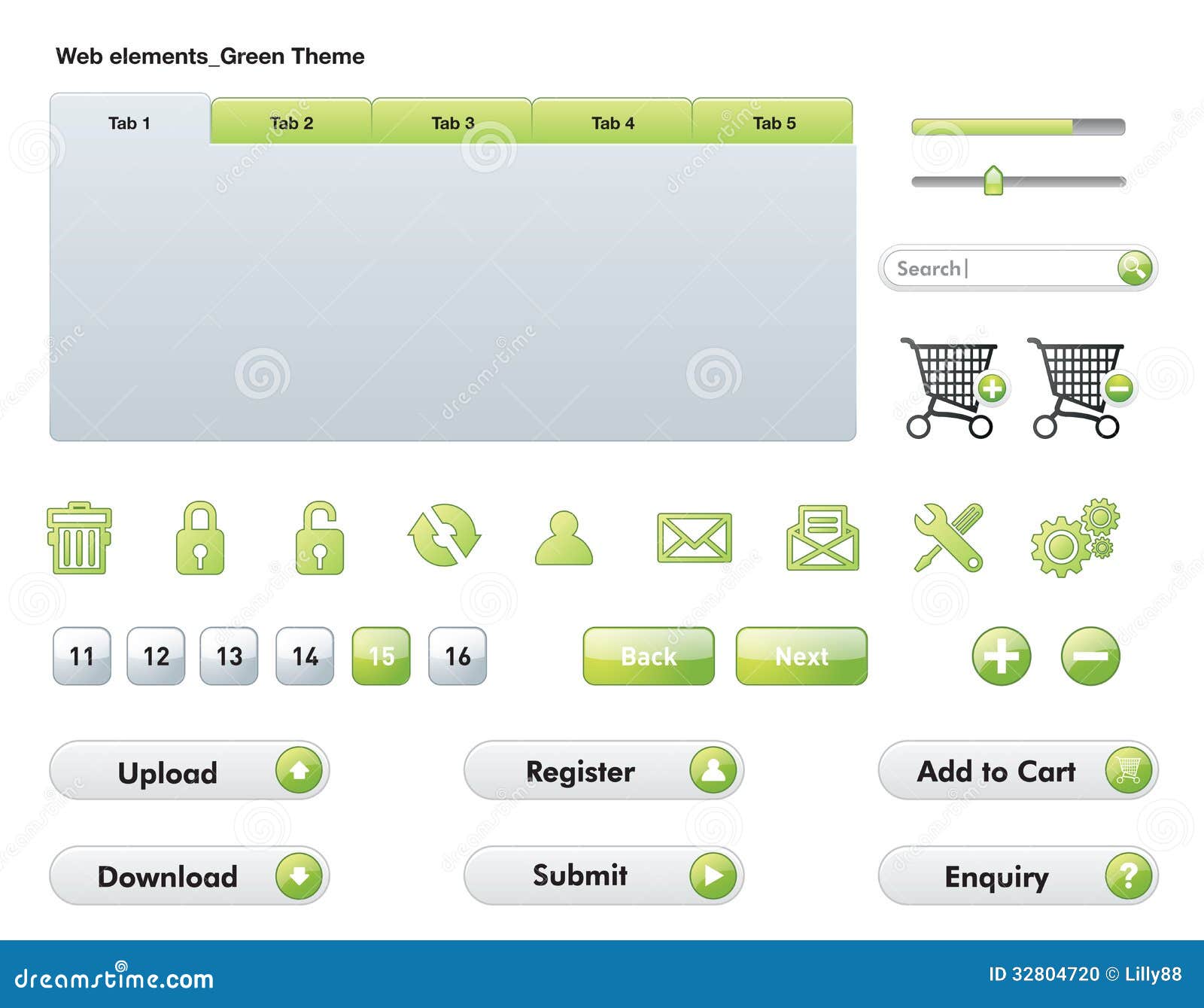 Web Elements - Green Theme stock vector. Illustration of button - 32804720