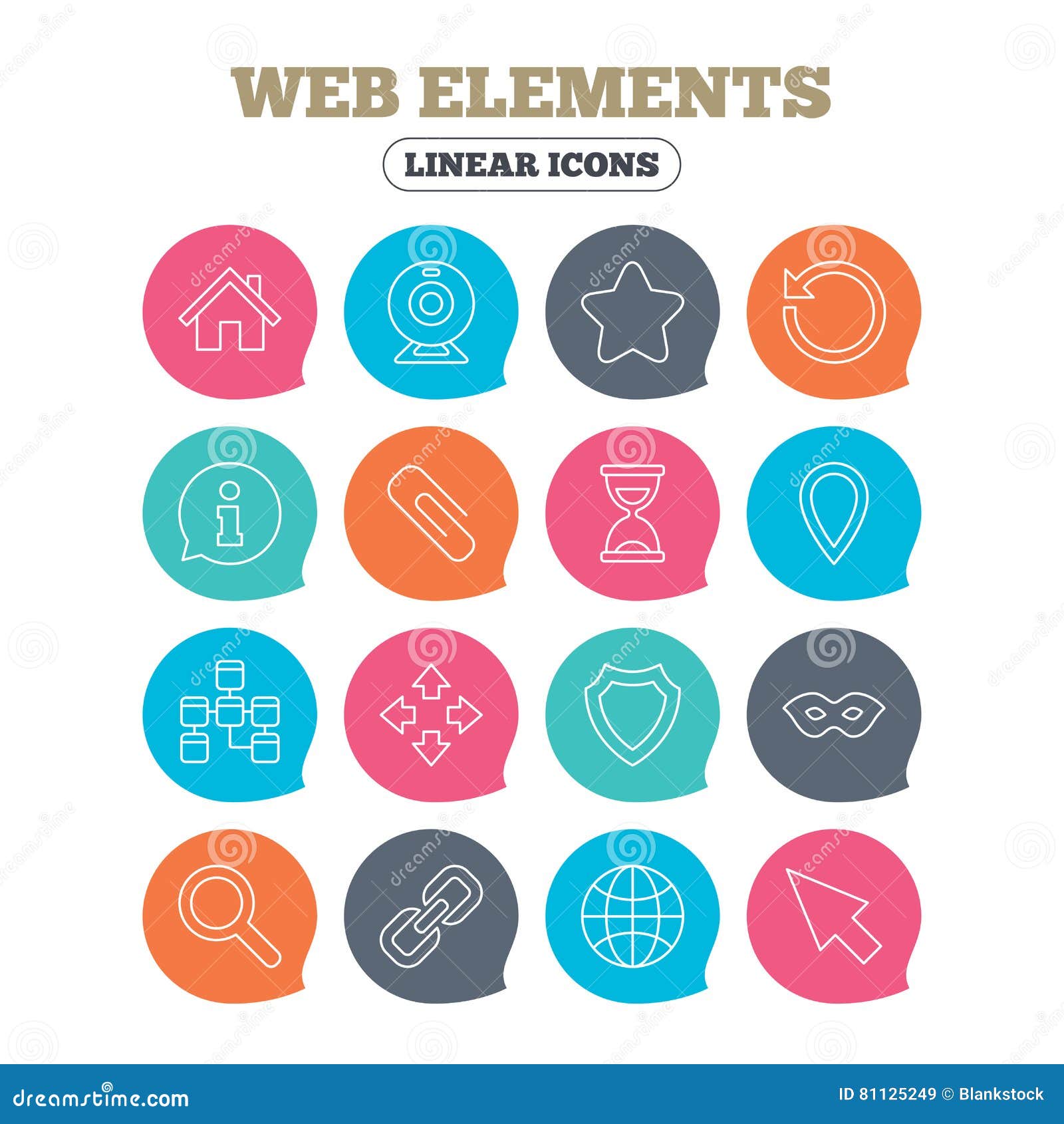 Web Elements Icons. Video and Speech Bubble. Stock Vector ...