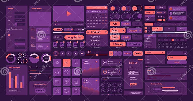 Web Elements. Ui Layout Symbols Interface Icons Dividers Buttons Frames ...