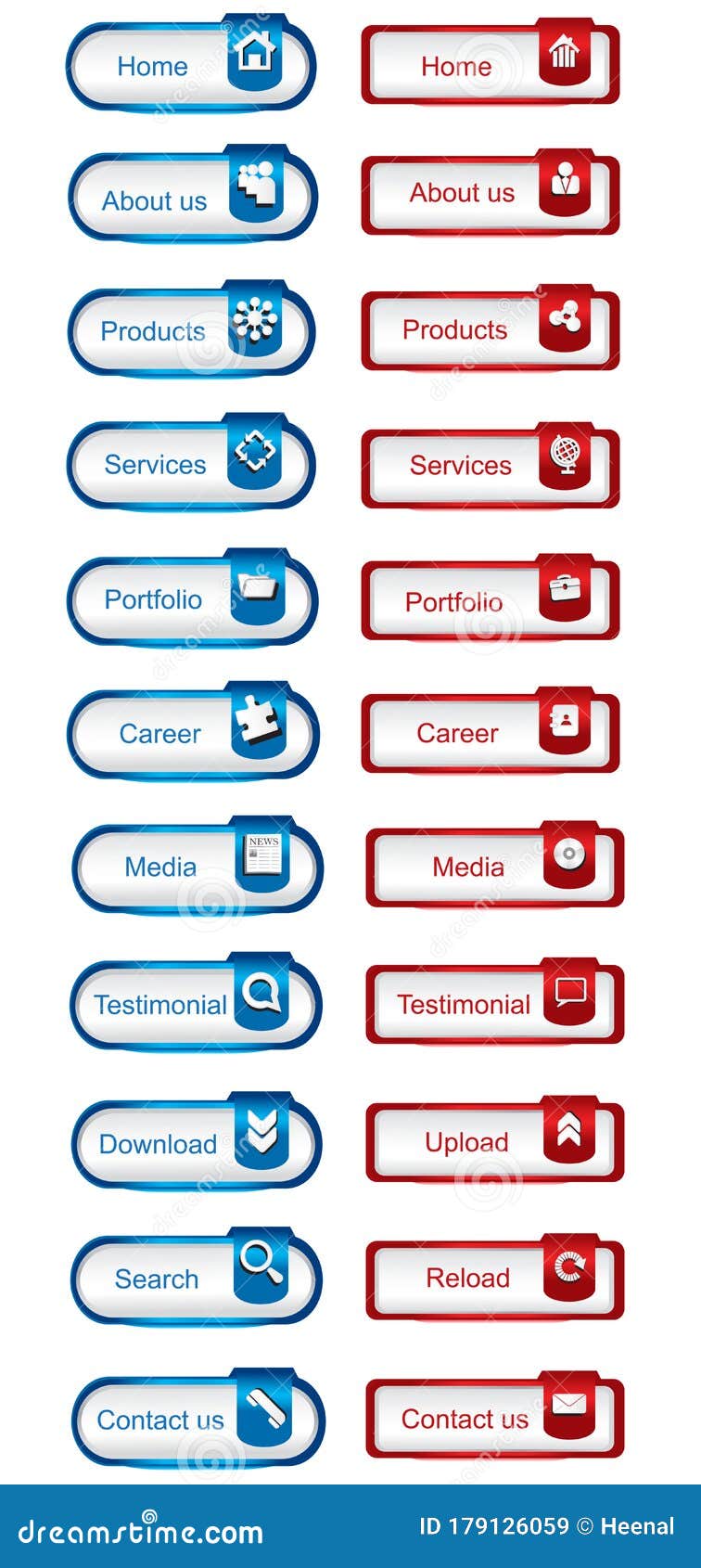 Web Elements Vector Button Set with Names Text.Vector Illustration Icons Design for Website ...