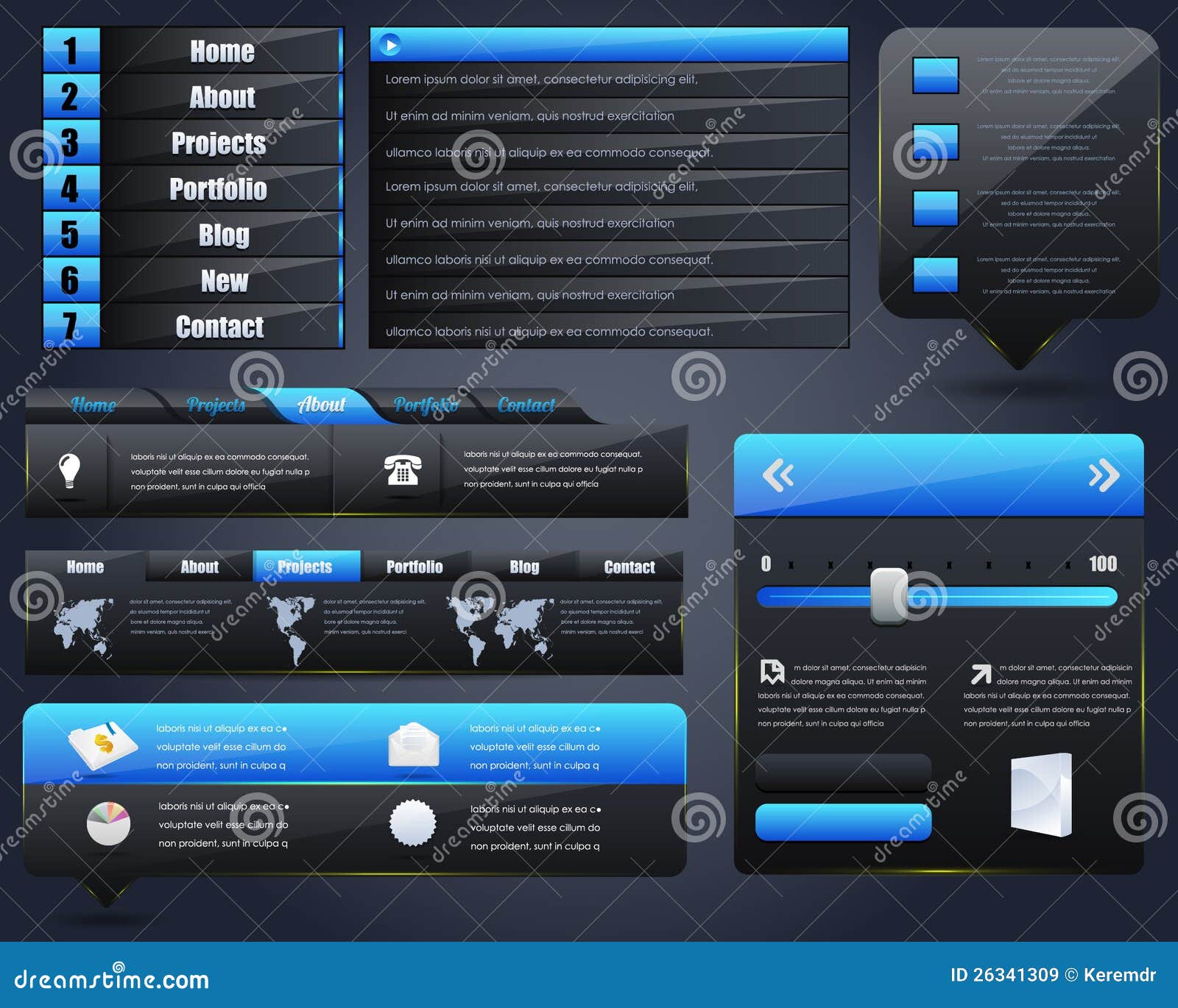 Web Elements Vector Design Set Stock Vector - Illustration of button ...