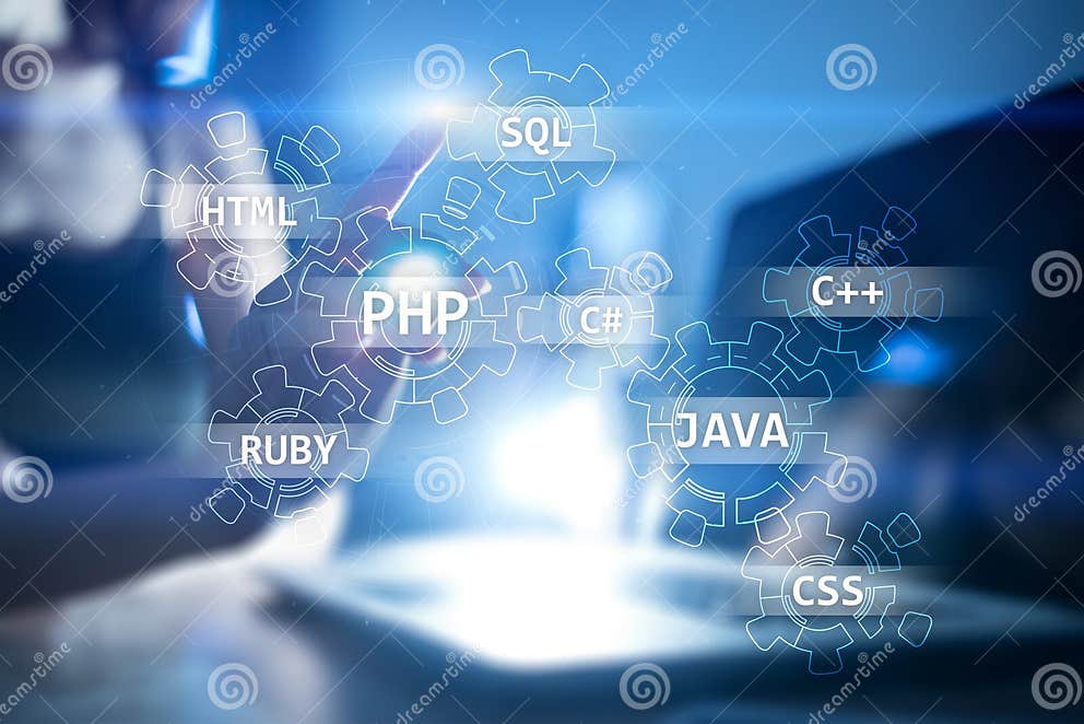 Web-Entwicklung Bearbeitet Konzept Auf Virtuellem Schirm ...