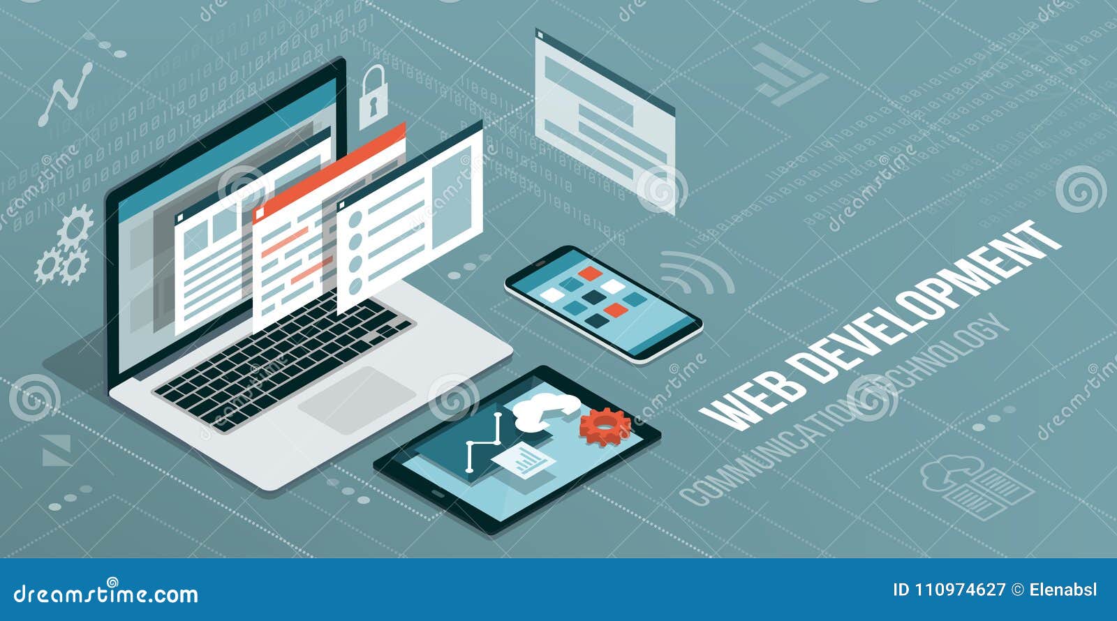 Web-Entwicklung Und Kodierung Vektor Abbildung - Illustration von ...