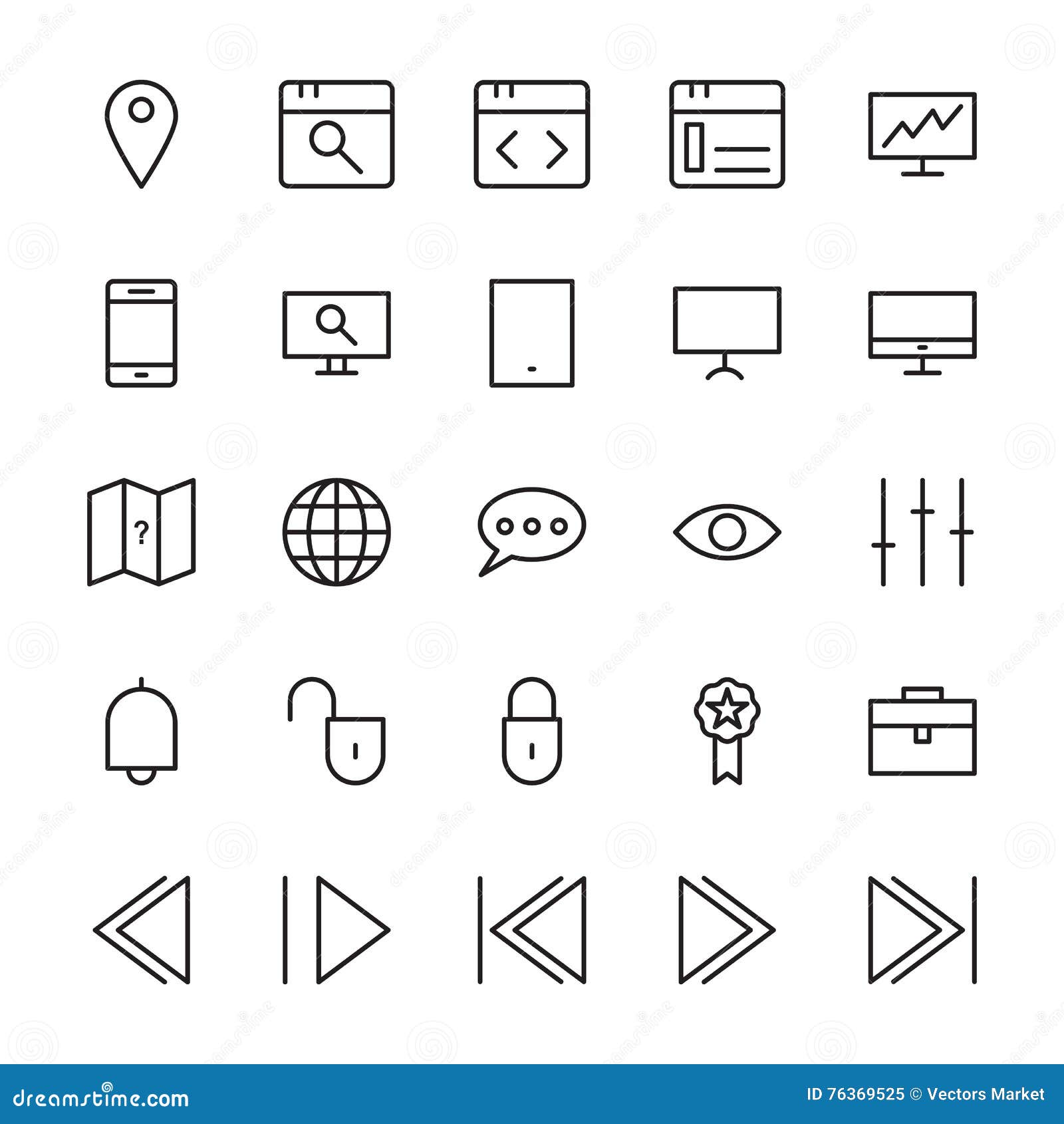 Web Et Icônes 7 De Vecteur D'ensemble D'interface Utilisateurs ...