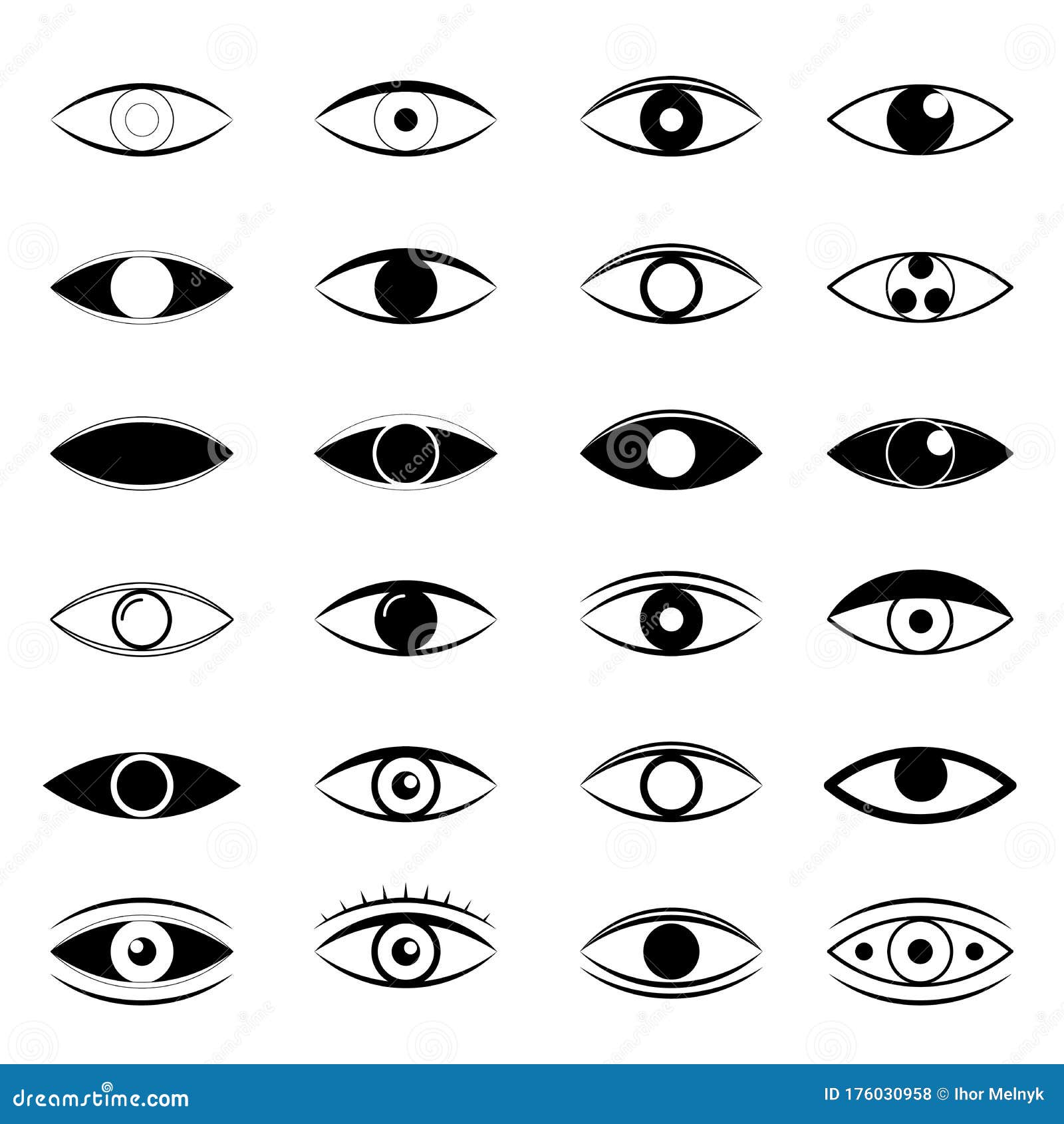 Eye icons. Human eyes. stock vector. Illustration of cornea - 176030958
