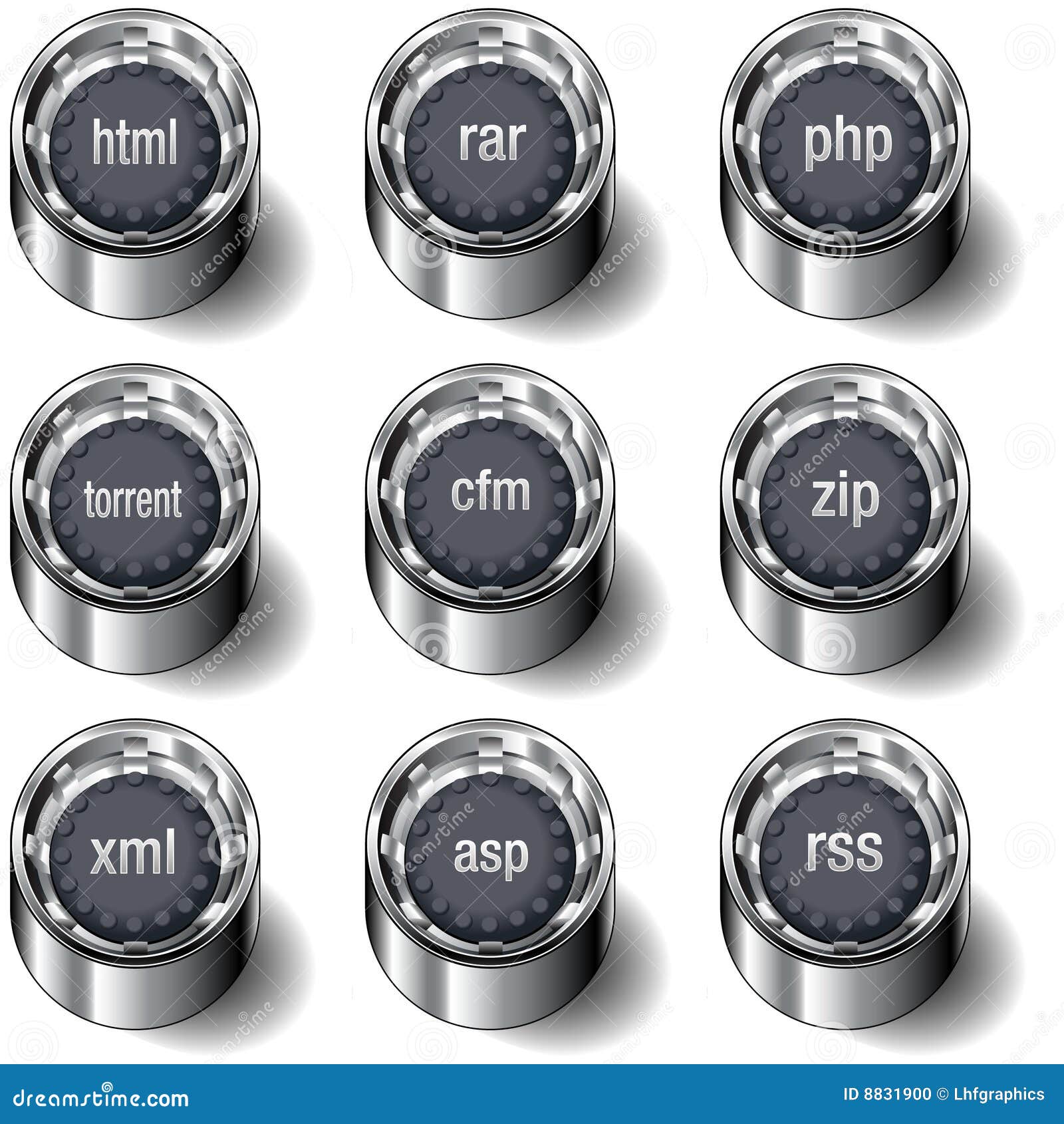 Web File Extension Icon Set On Vector Buttons 8831900